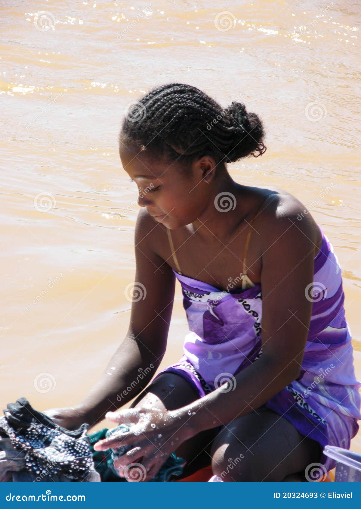 Malagasy Woman Washing Clothes Editorial Stock Photo - Image of chore ...