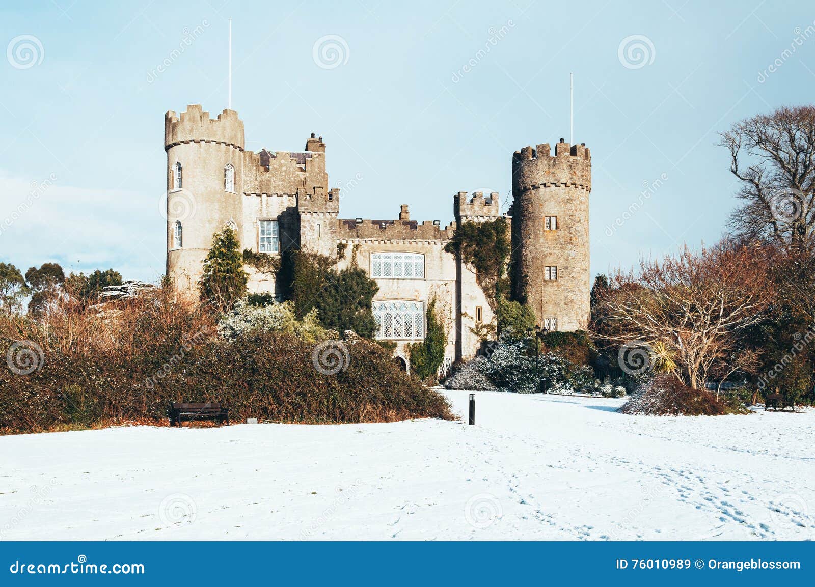 Malahide Castle in Snow, Co. Dublin, Ireland. Stock Image - Image of ...