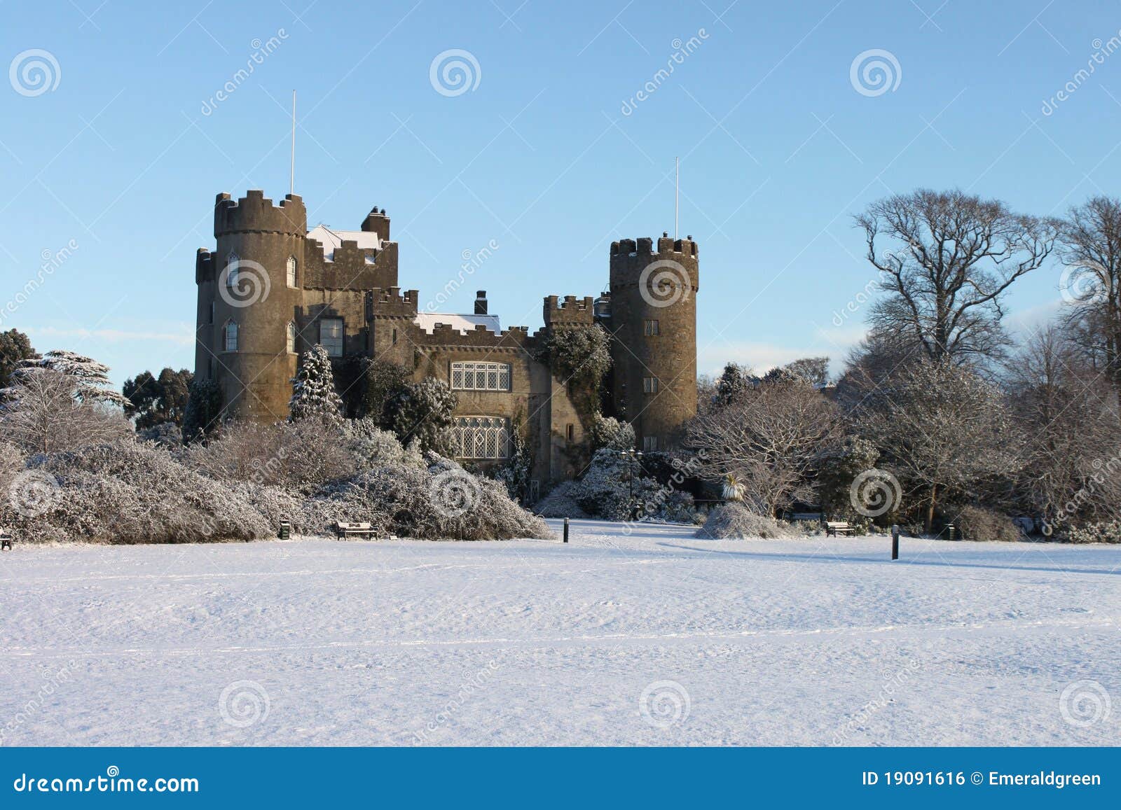 Malahide Castle Snow Covered Stock Photo - Image of eire, mystical ...