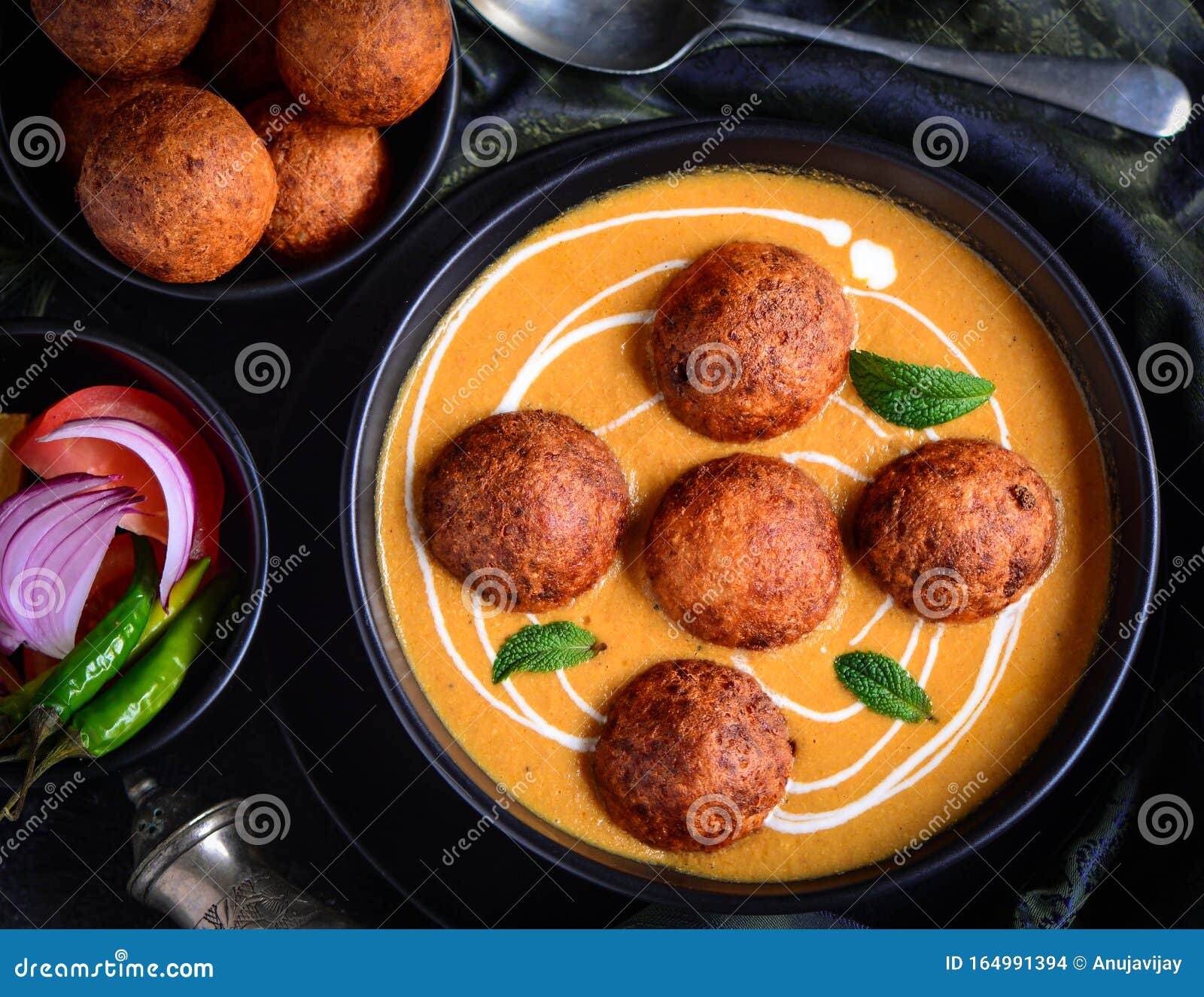 Malai kofta Indian curry stock photo. Image of roti - 164991394