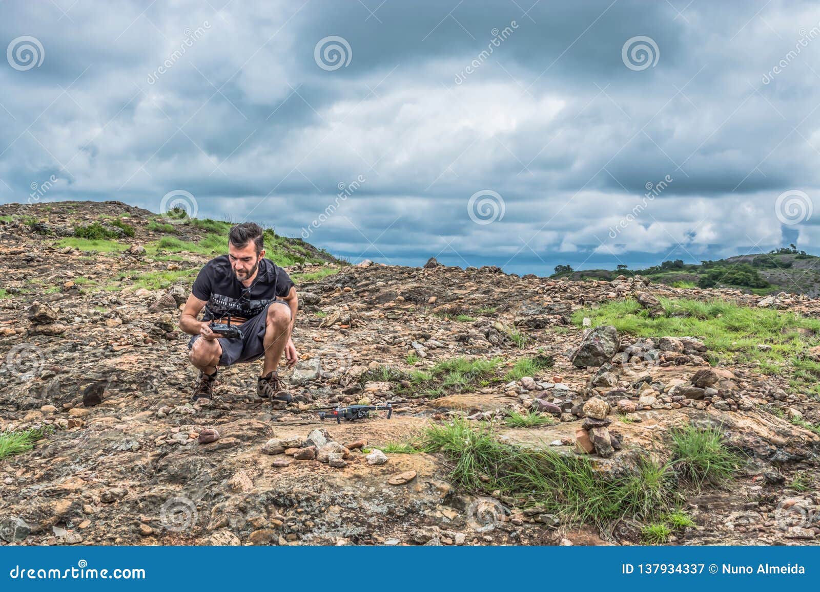 View of Man Riding a Drone in the Mountains, Angola Editorial ...