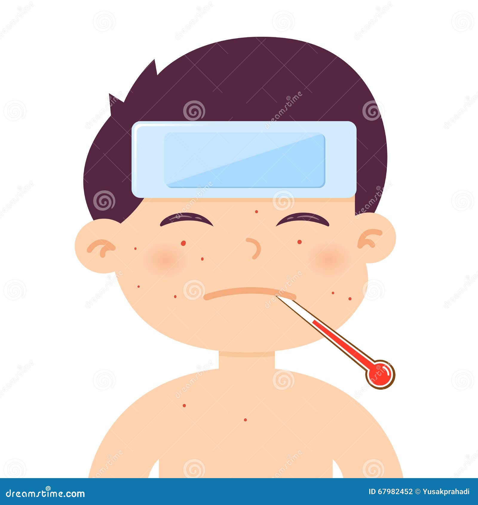 Malato Di Little Boy Con Febbre Alta Illustrazione Vettoriale ...