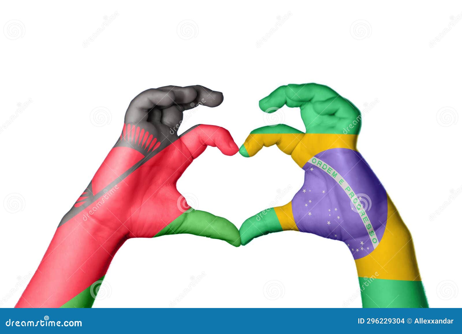 Malawi Brazil Heart, Hand Gesture Making Heart Stock Photo - Image of ...