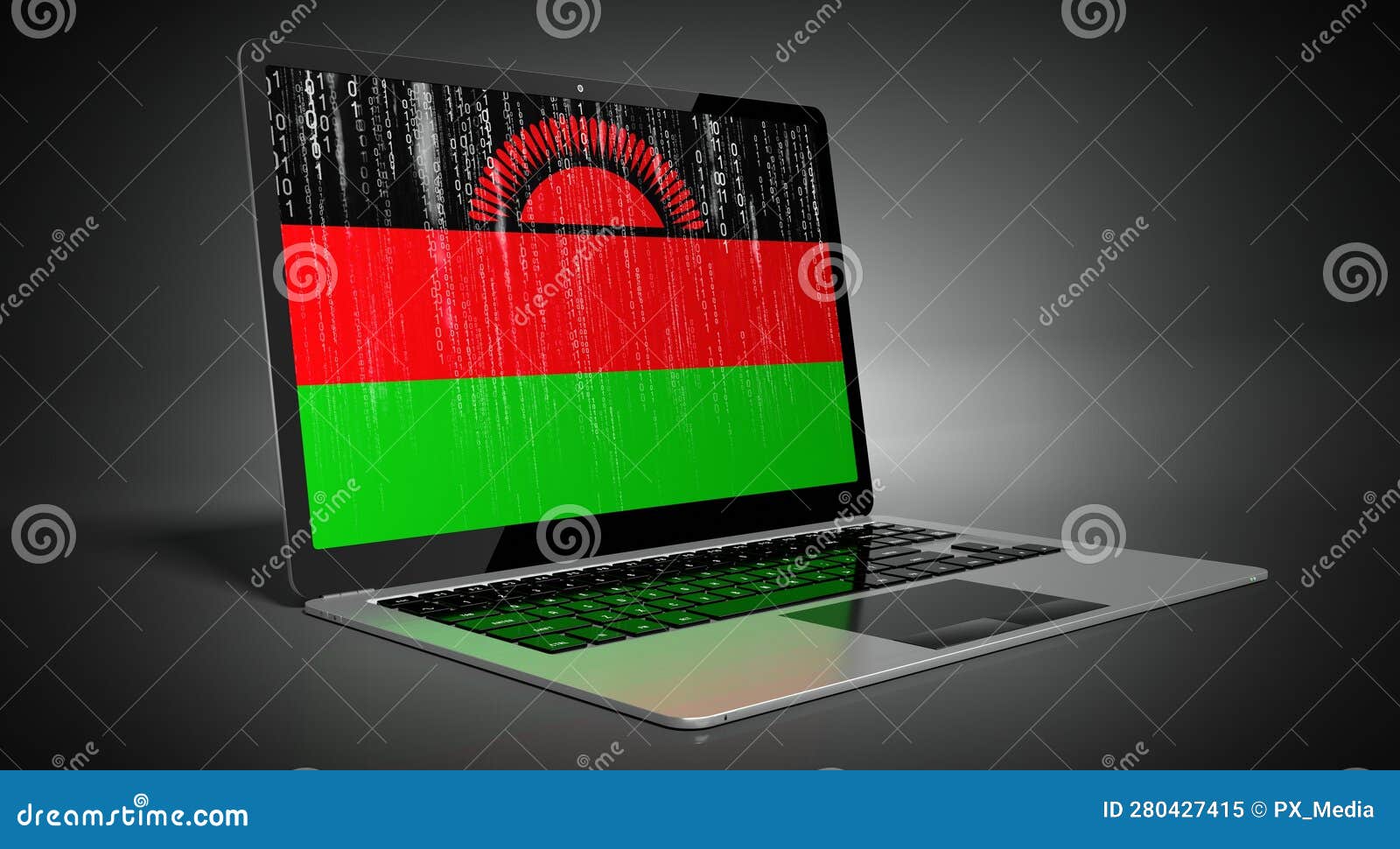 Malawi - Country Flag and Binary Code on Laptop Screen Stock ...