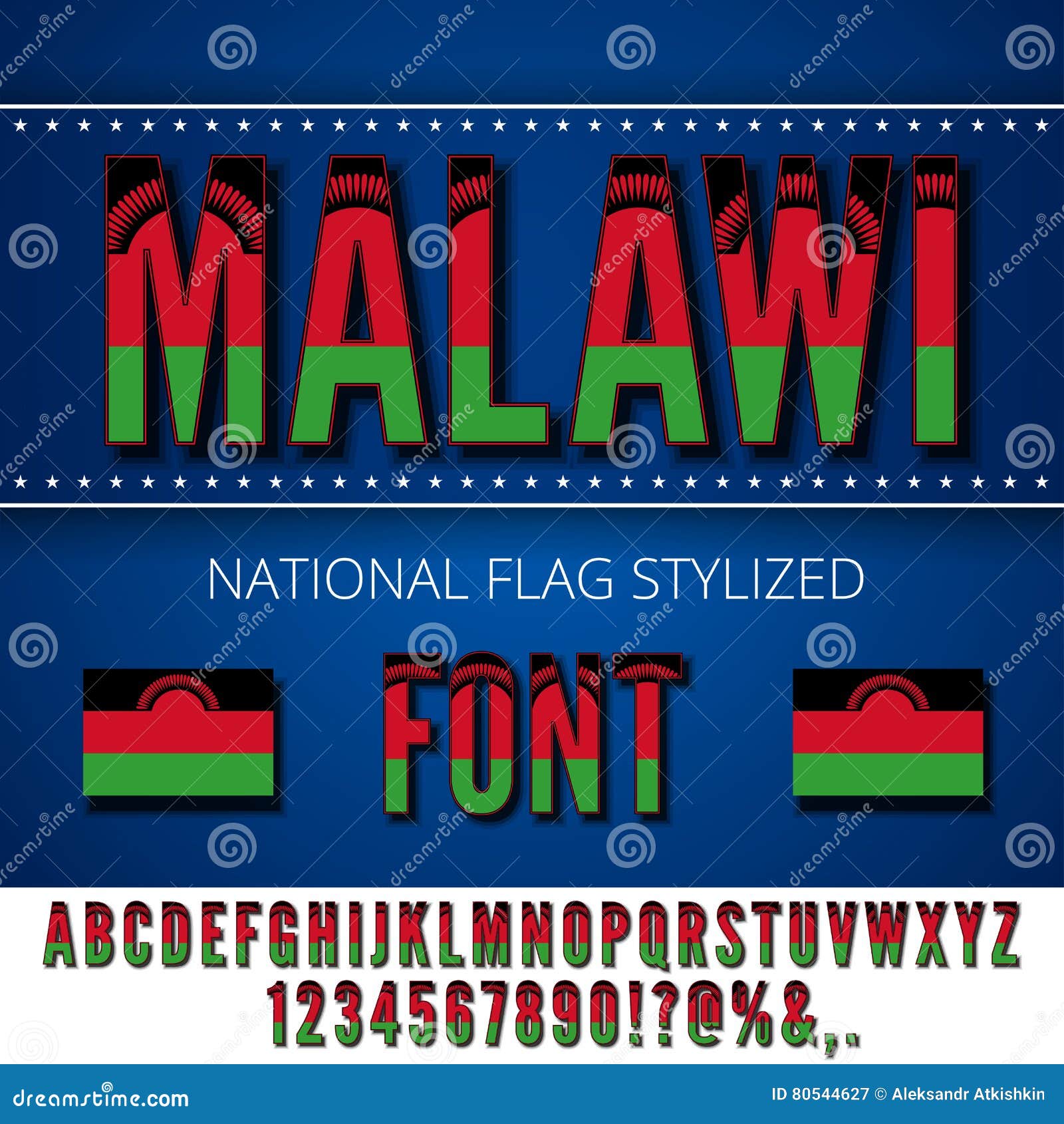 Malawi Flag Font stock vector. Illustration of text, independence ...
