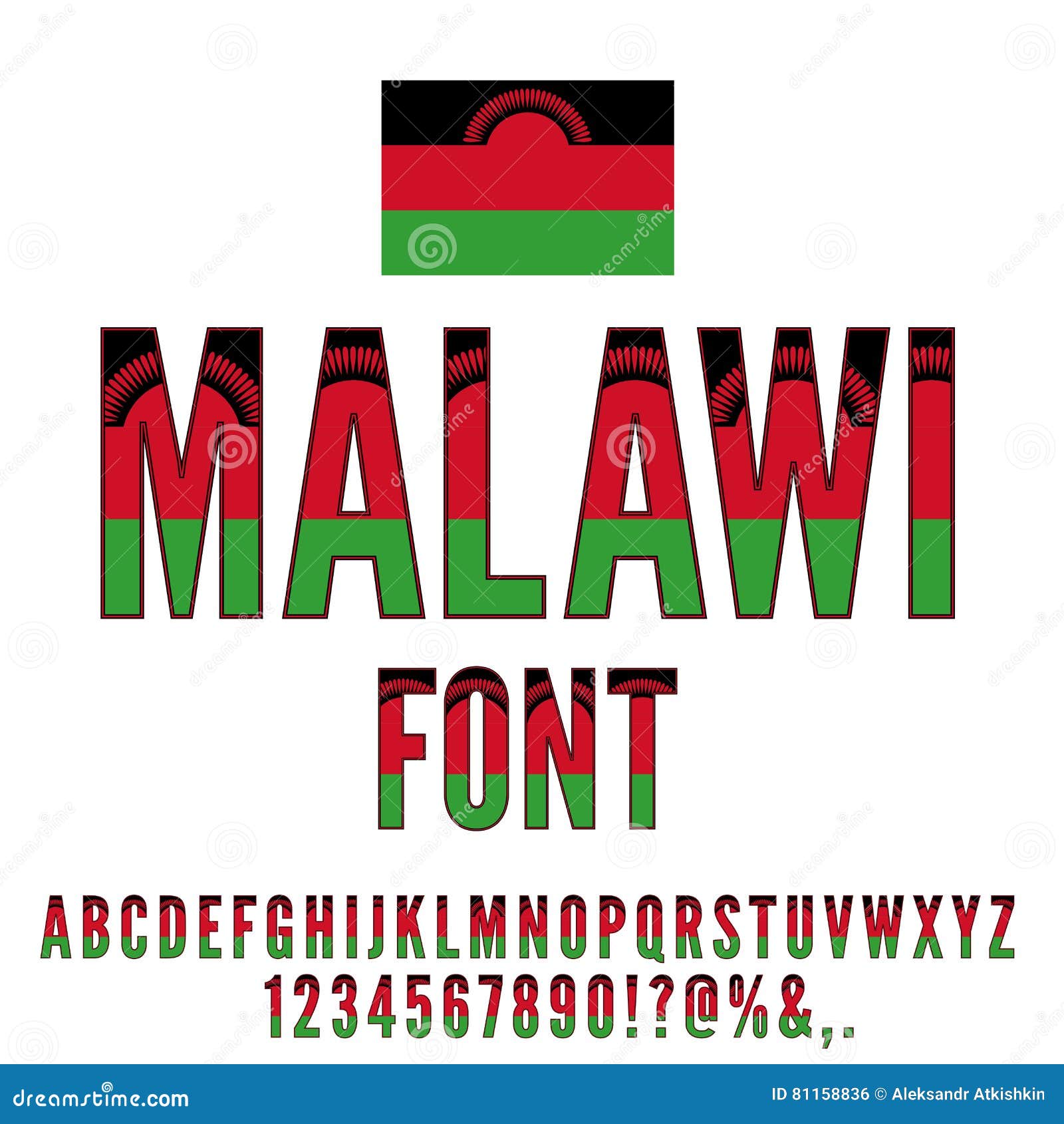 Malawi Flag Font stock vector. Illustration of holiday - 81158836