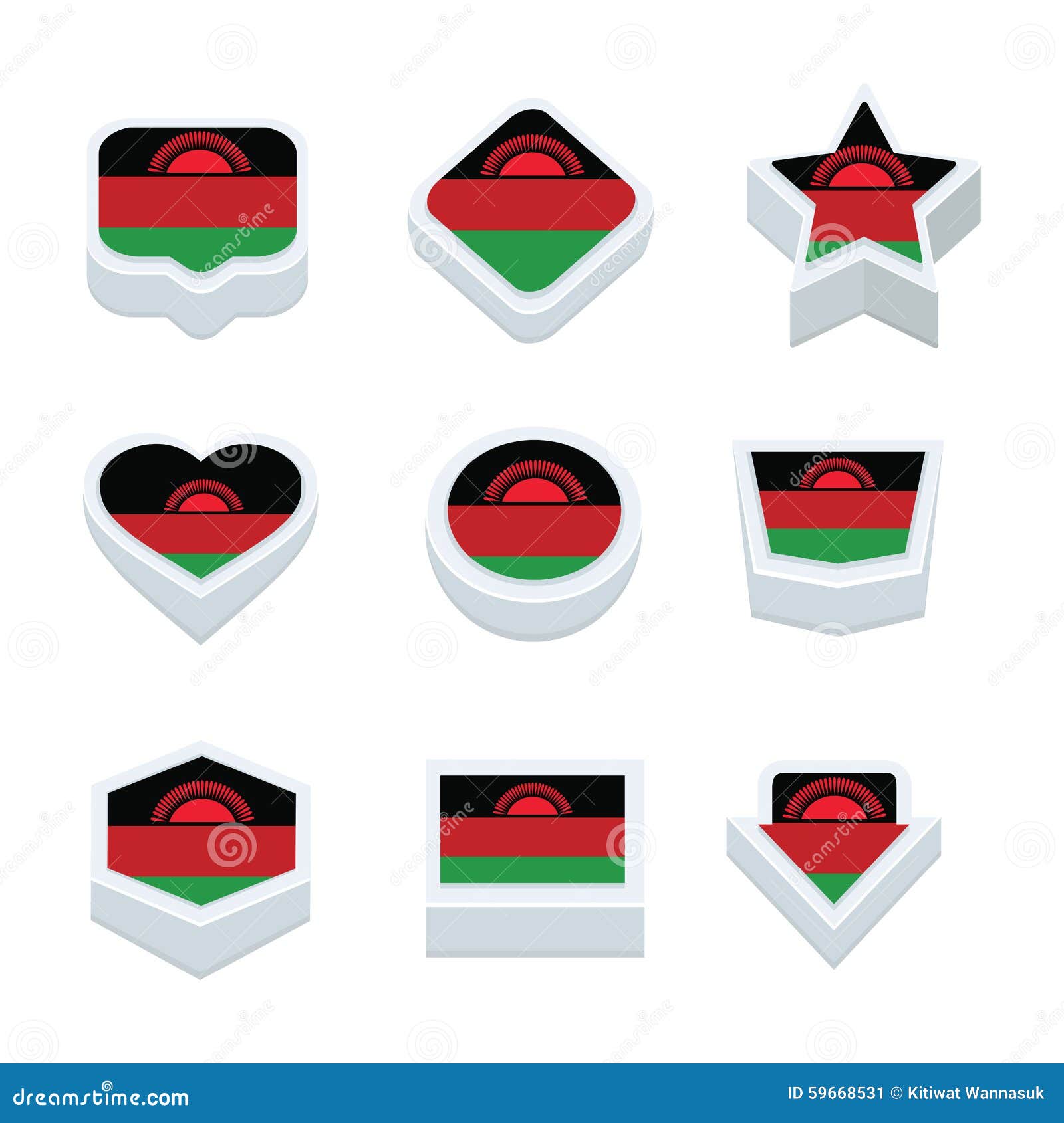 Malawi Flags Icons and Button Set Nine Styles Stock Vector ...