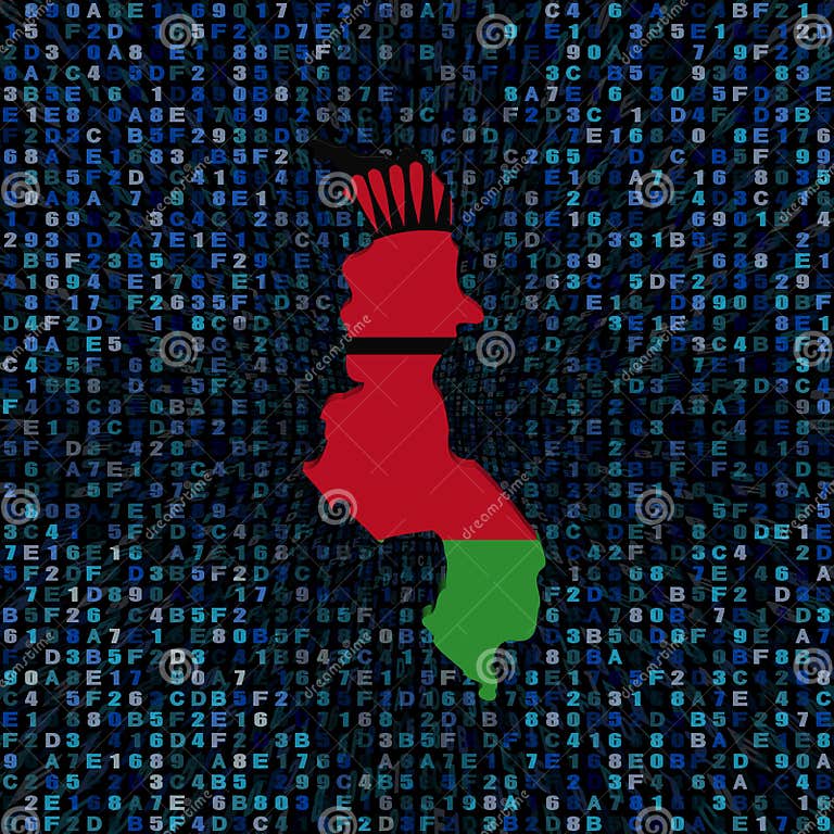 Malawi Map Flag on Hex Code Illustration Stock Illustration ...