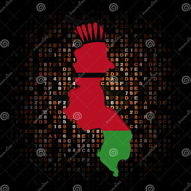 Malawi Map Flag on Hex Code Illustration Stock Illustration ...