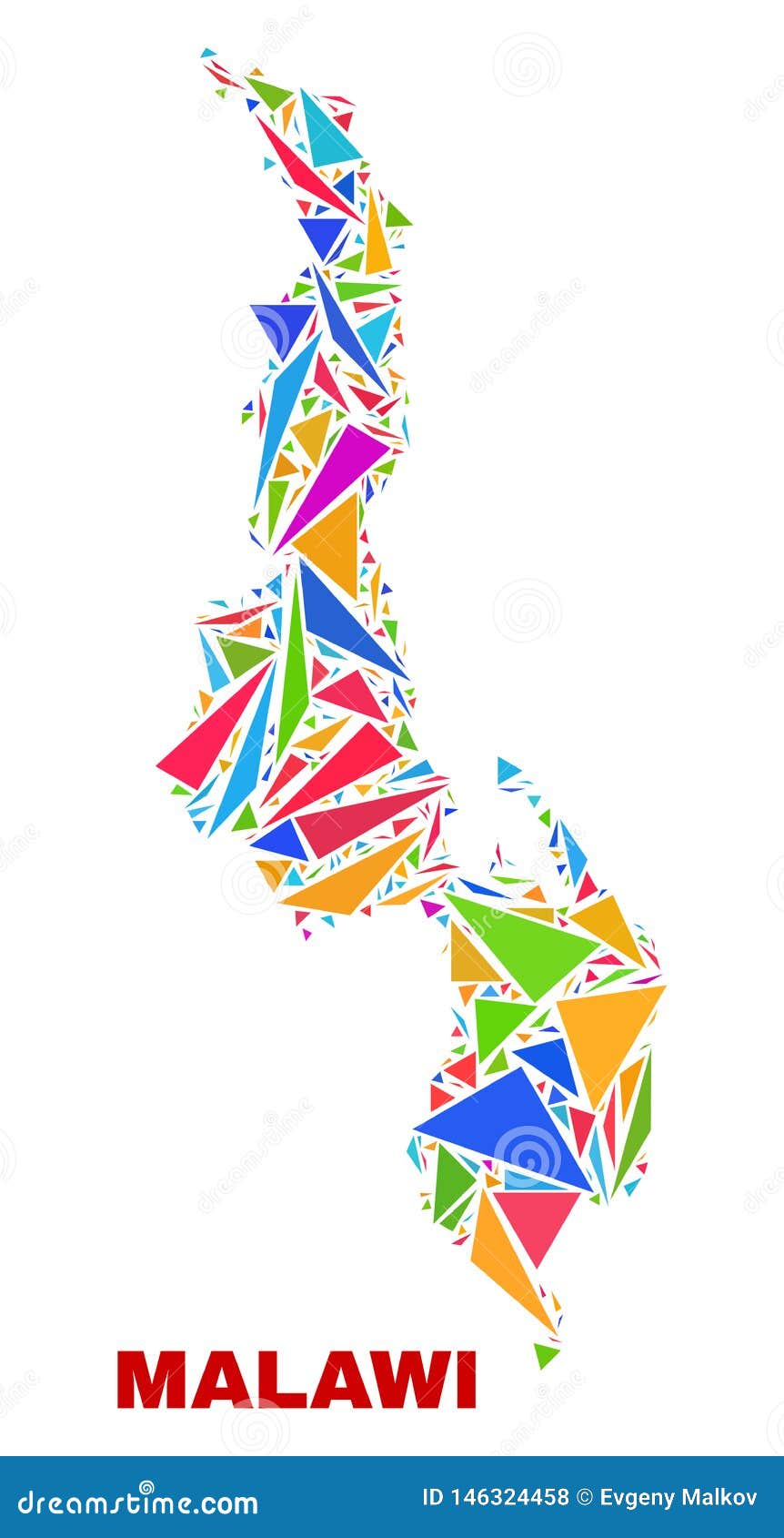 Malawi Map - Mosaic of Color Triangles Stock Vector - Illustration of ...