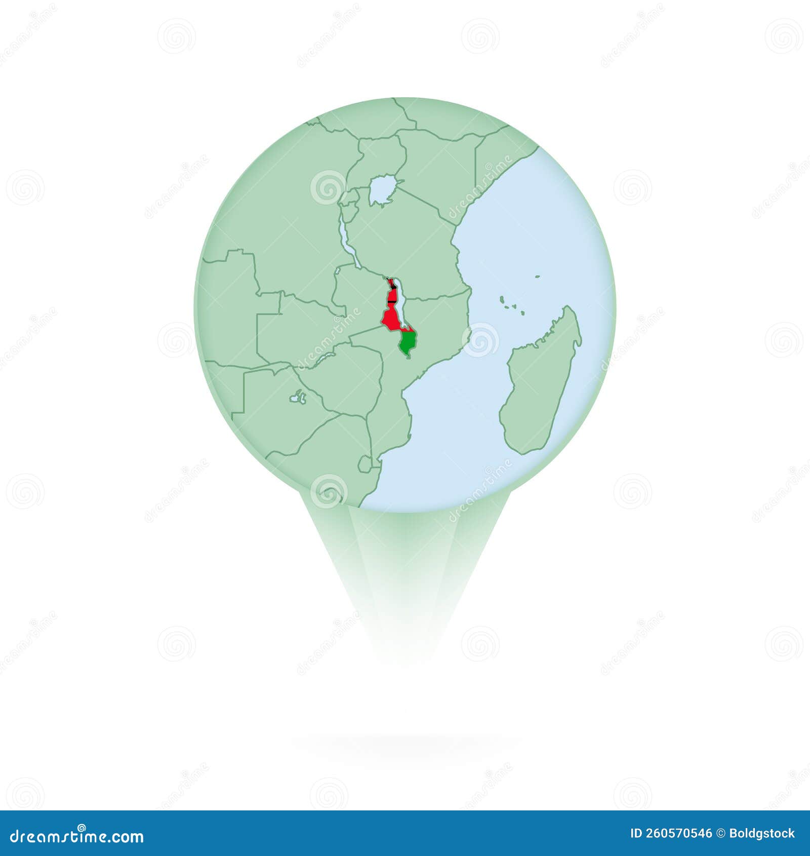 Malawi Map, Stylish Location Icon with Malawi Map and Flag Stock Vector ...