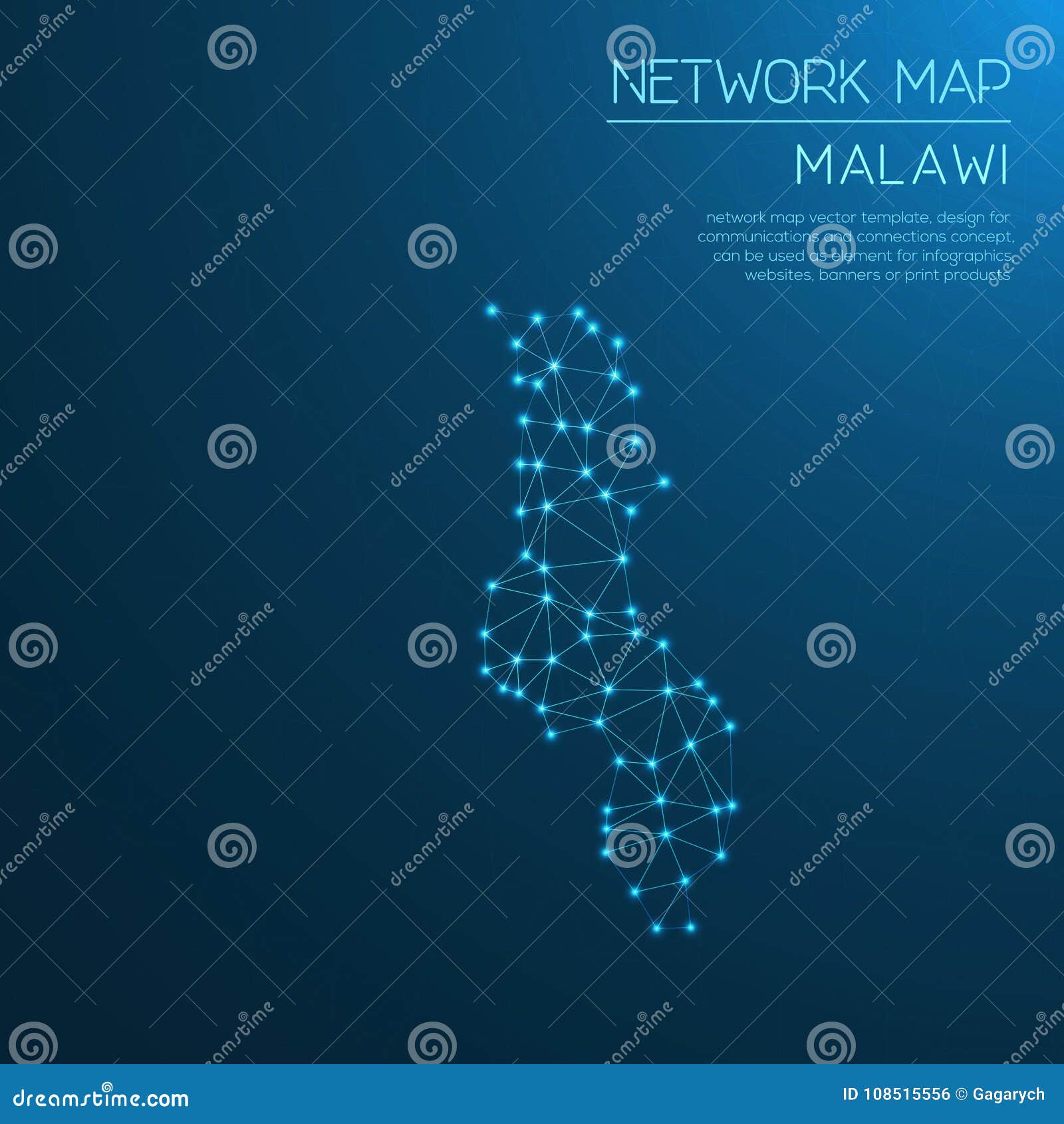 Malawi network map. stock vector. Illustration of landmark - 108515556