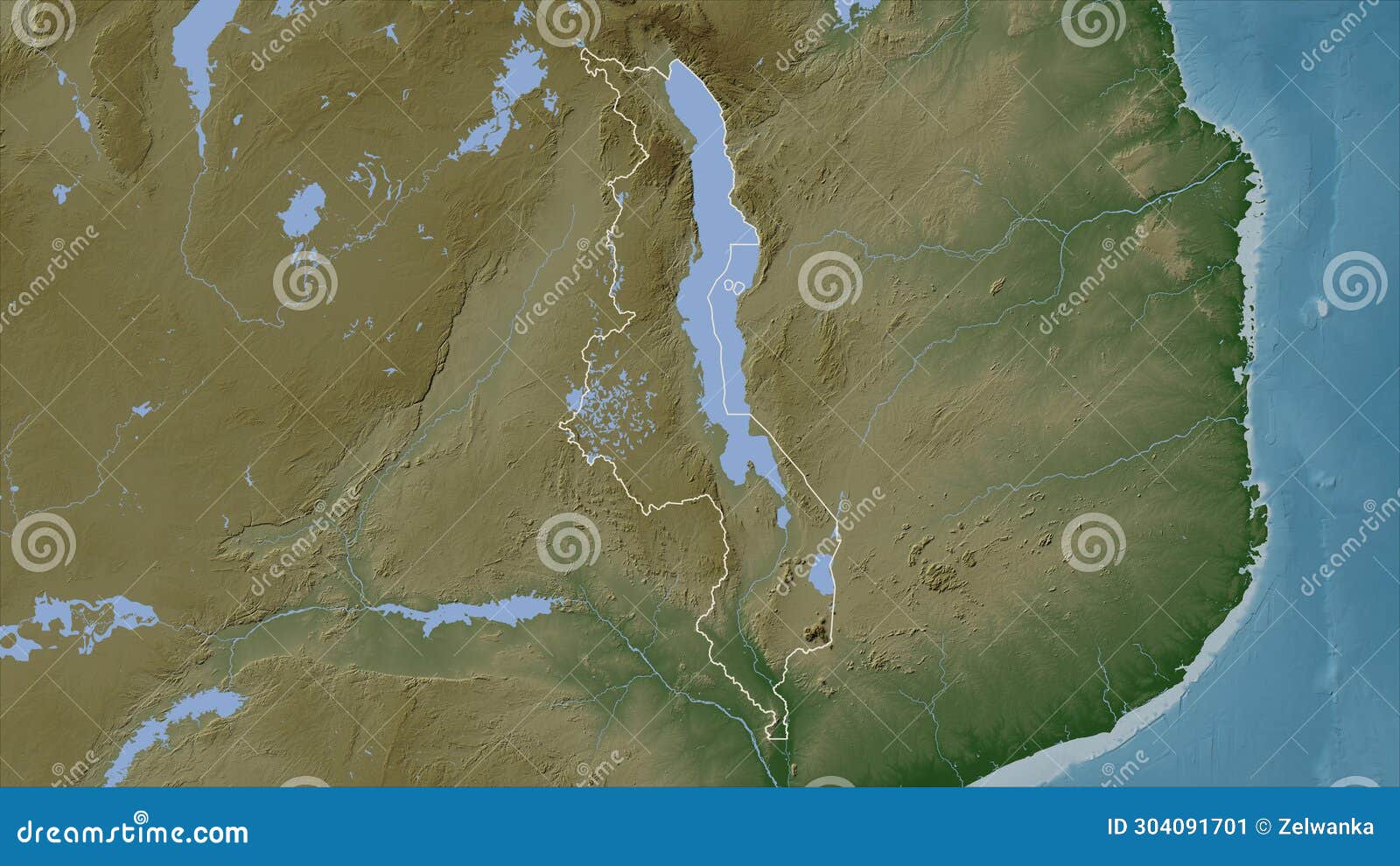 Malawi outlined. Pale stock illustration. Illustration of division ...