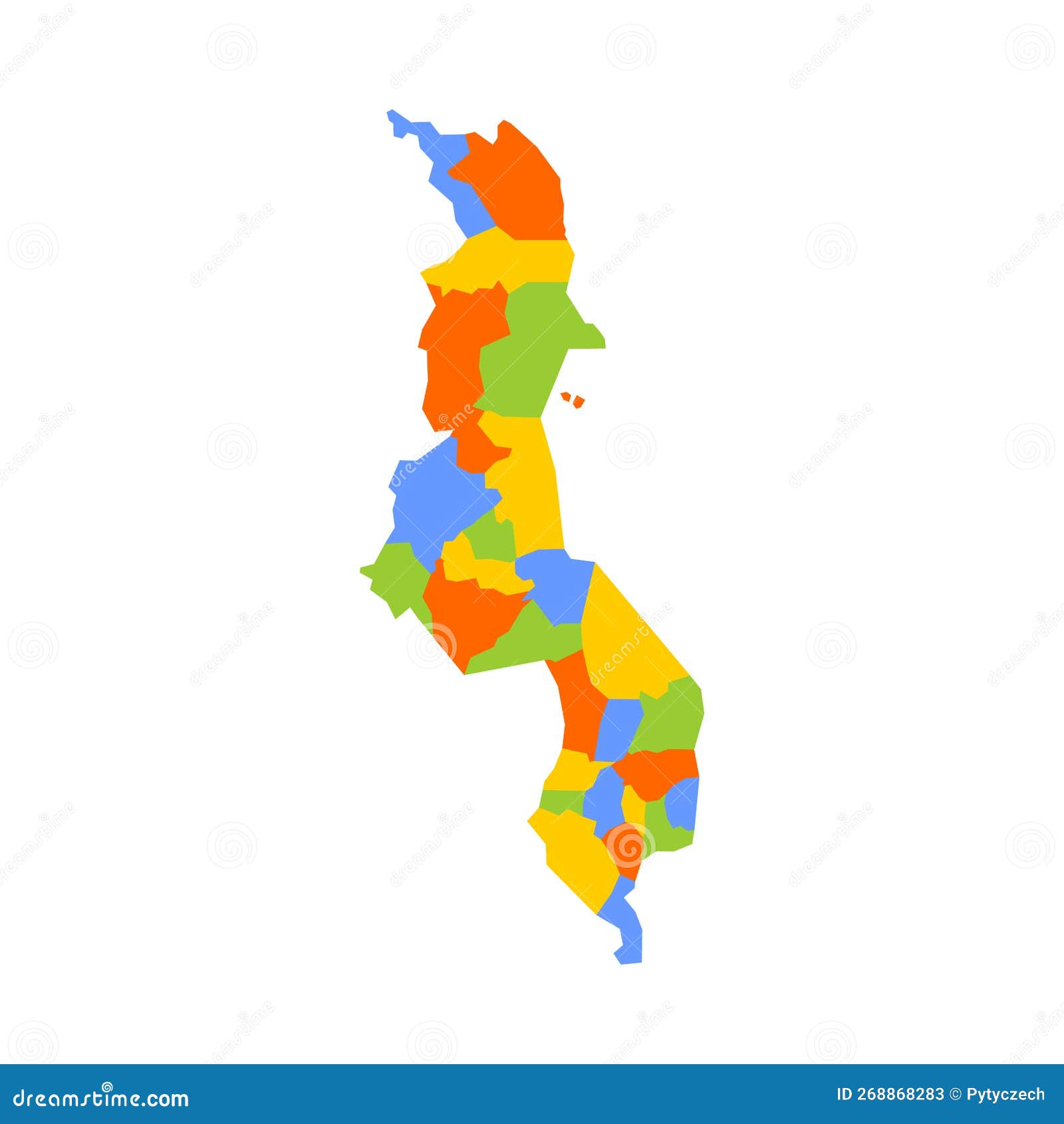 Malawi Political Map of Administrative Divisions Stock Illustration ...