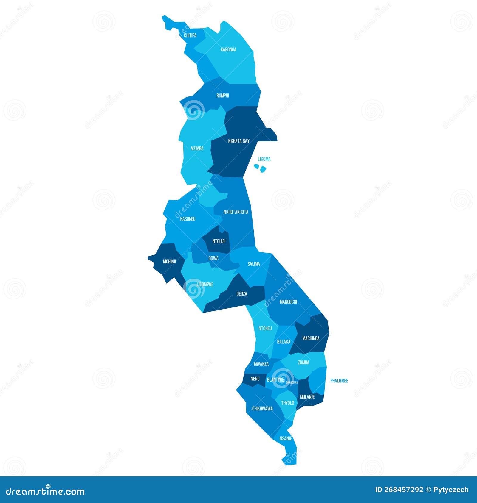 Malawi Political Map of Administrative Divisions Stock Vector ...