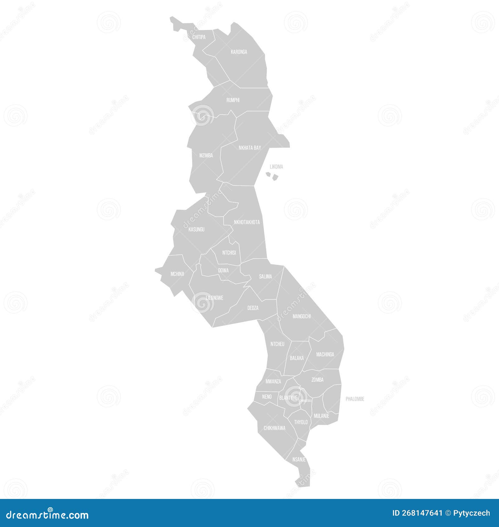 Malawi Political Map of Administrative Divisions Stock Vector ...