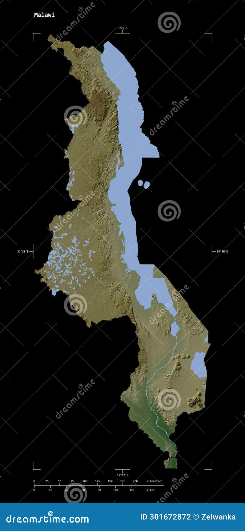 Malawi Shape on Black. Pale Stock Illustration - Illustration of solid, earth: 301672872