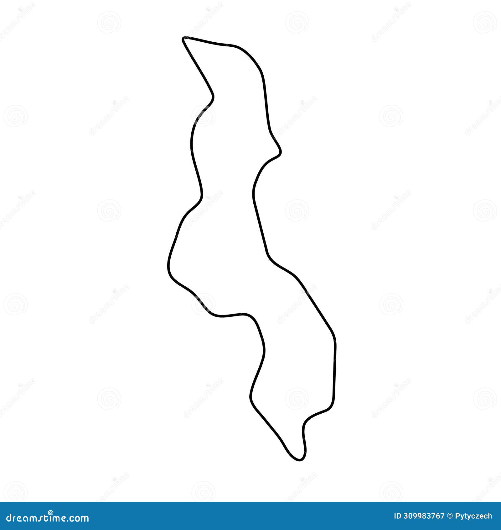 Malawi Simplified Vector Outline Map Stock Vector - Illustration of ...