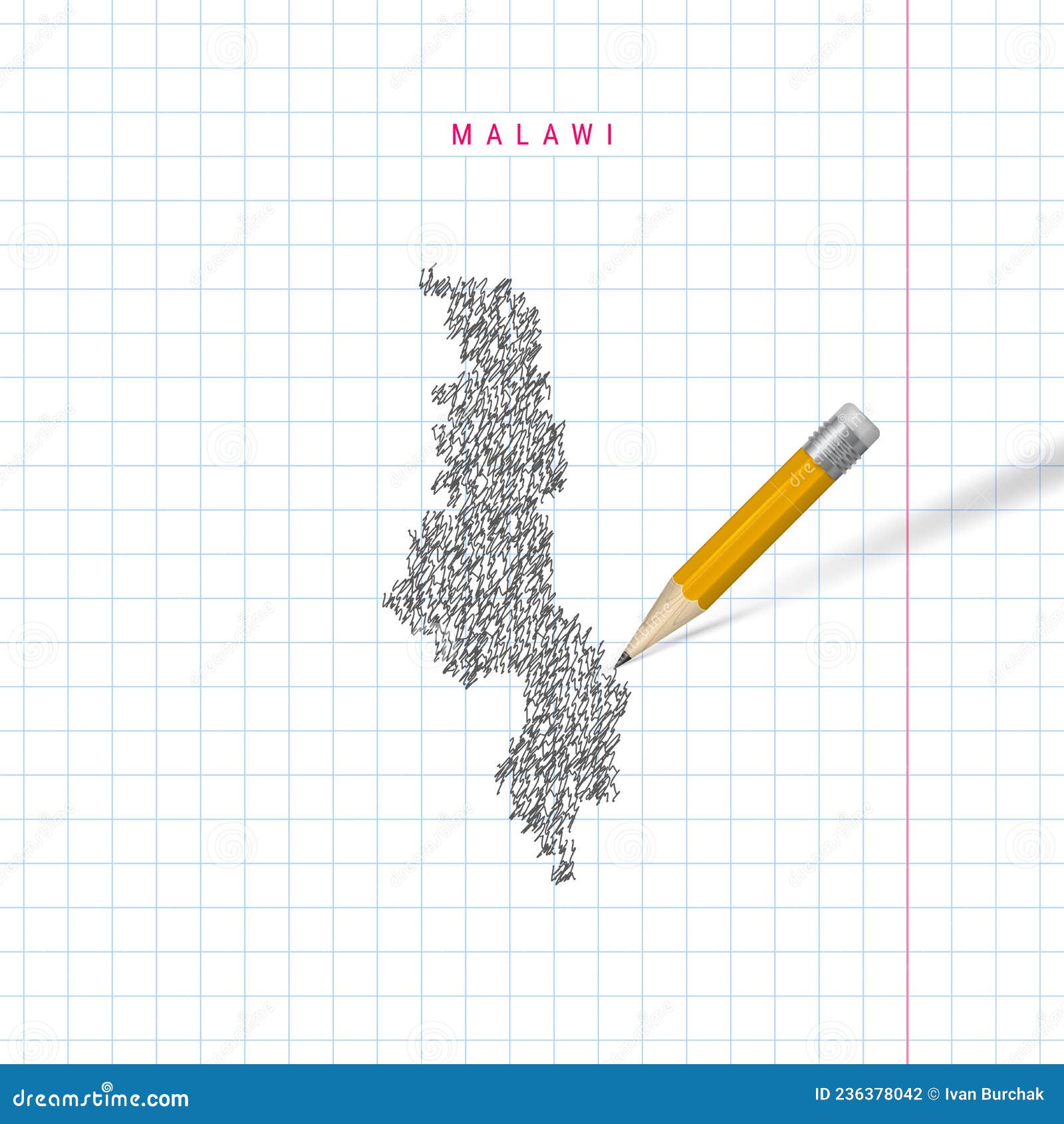 Malawi Drawn On Gray Map Vector Illustration | CartoonDealer.com #85930574