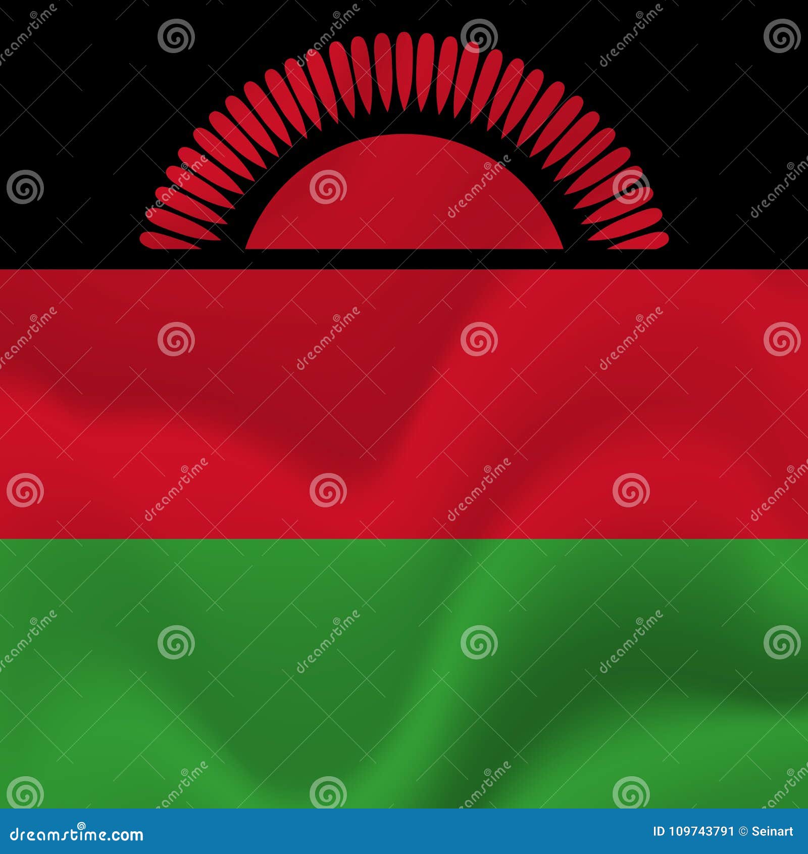 Malawi Waving Flag. Vector Illustration. Stock Vector - Illustration of ...