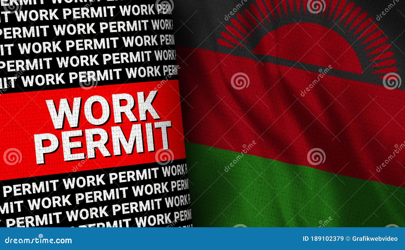 Malawi with Work Permit Title Stock Illustration - Illustration of ...