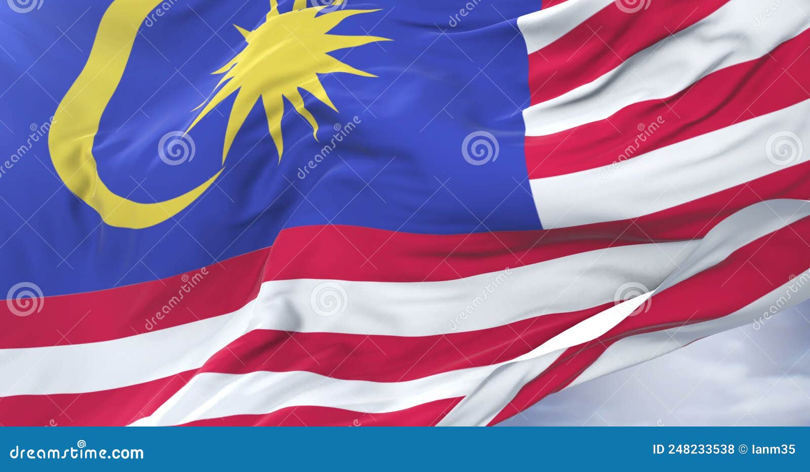 Malay Flag Waving at Wind with Blue Sky in Slow, Loop Stock Footage ...