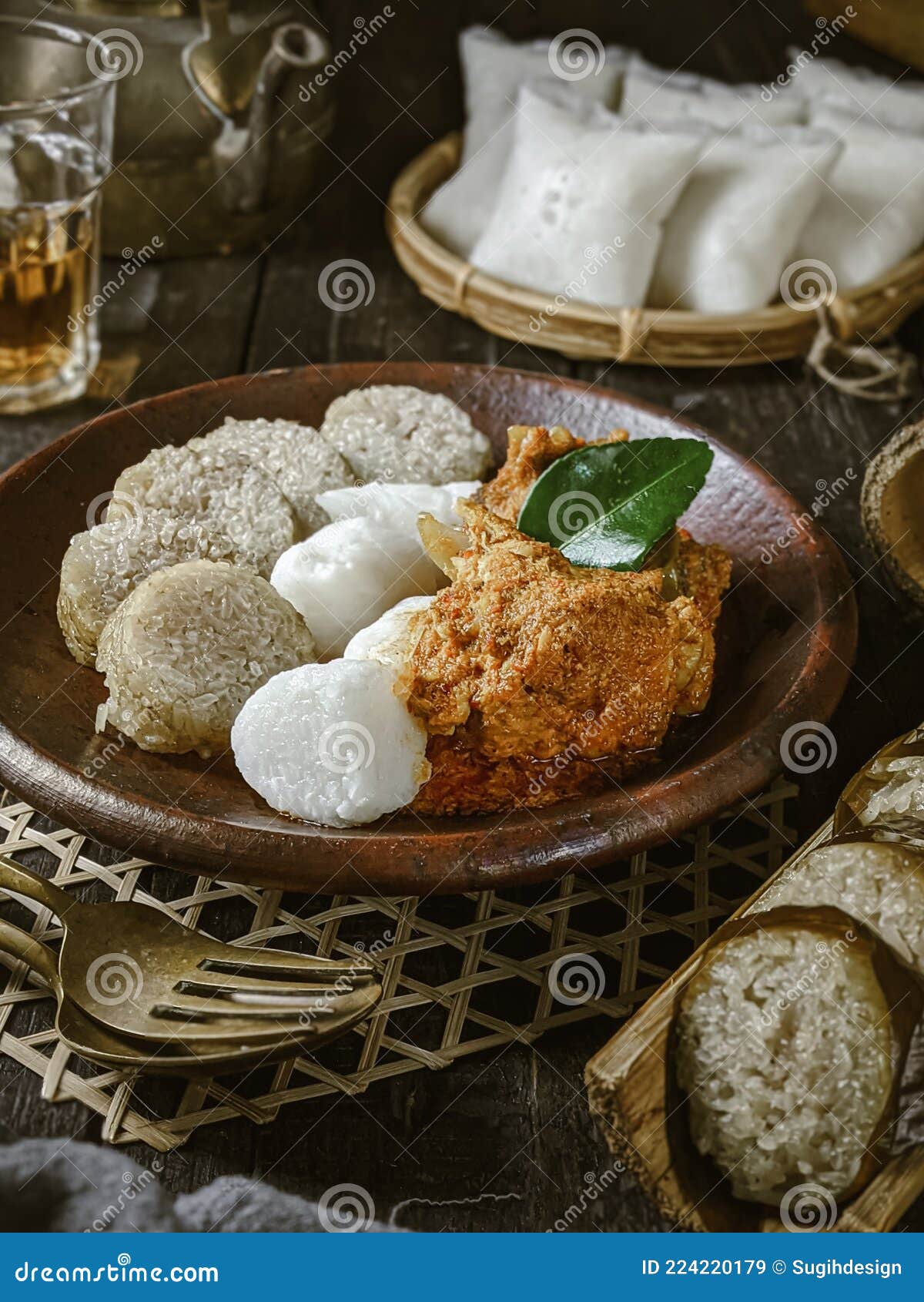 Malay Food Menu Rendang, Ketupat and Lemang Stock Image - Image of ...