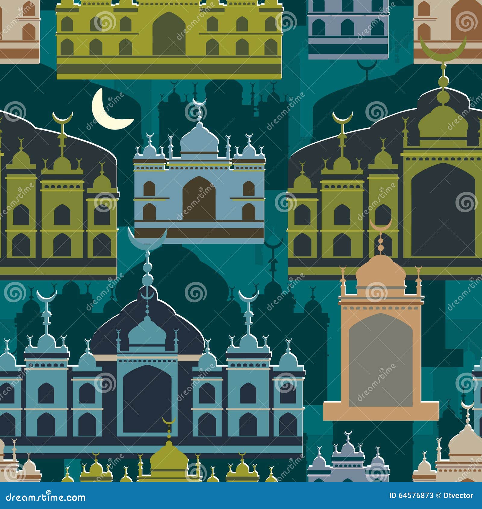 Malay Islam Building Seamless Pattern Stock Vector - Illustration of ...