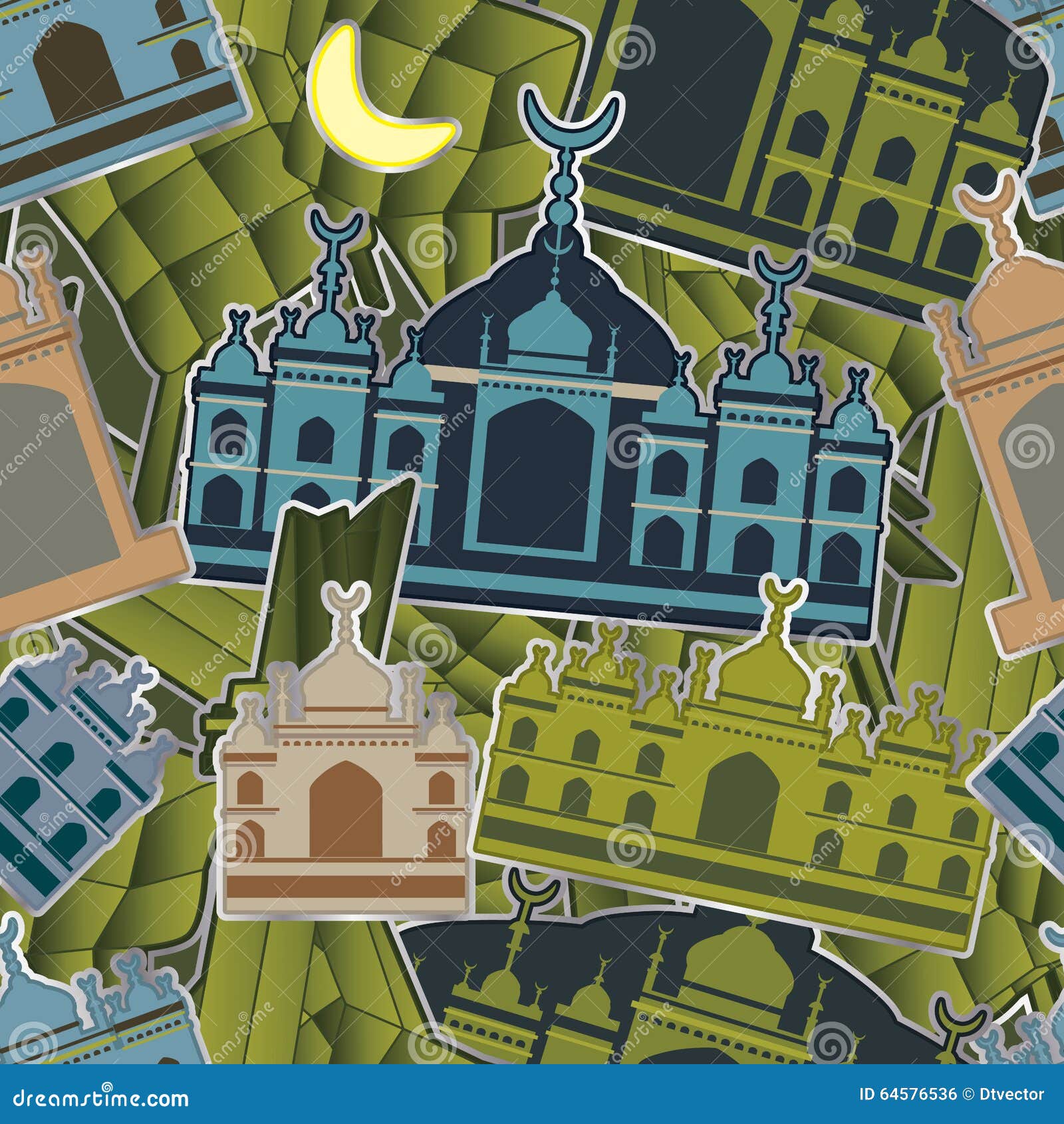 Malay Islam Modern Sticker Seamless Pattern Stock Vector - Illustration ...