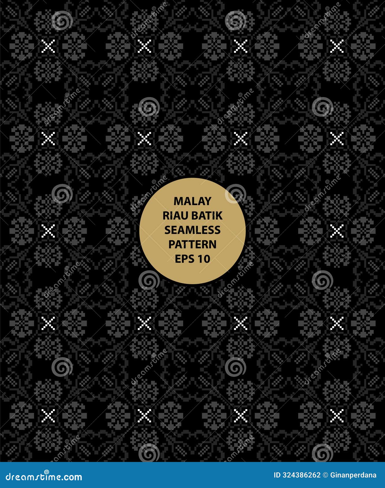 Malay Riau Batik Monochrome Seamless Pattern Stock Vector ...