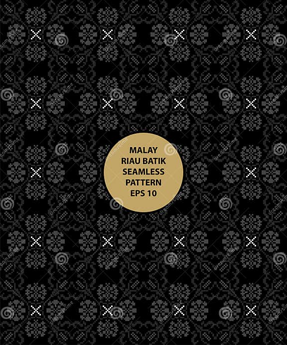 Malay Riau Batik Monochrome Seamless Pattern Stock Vector ...