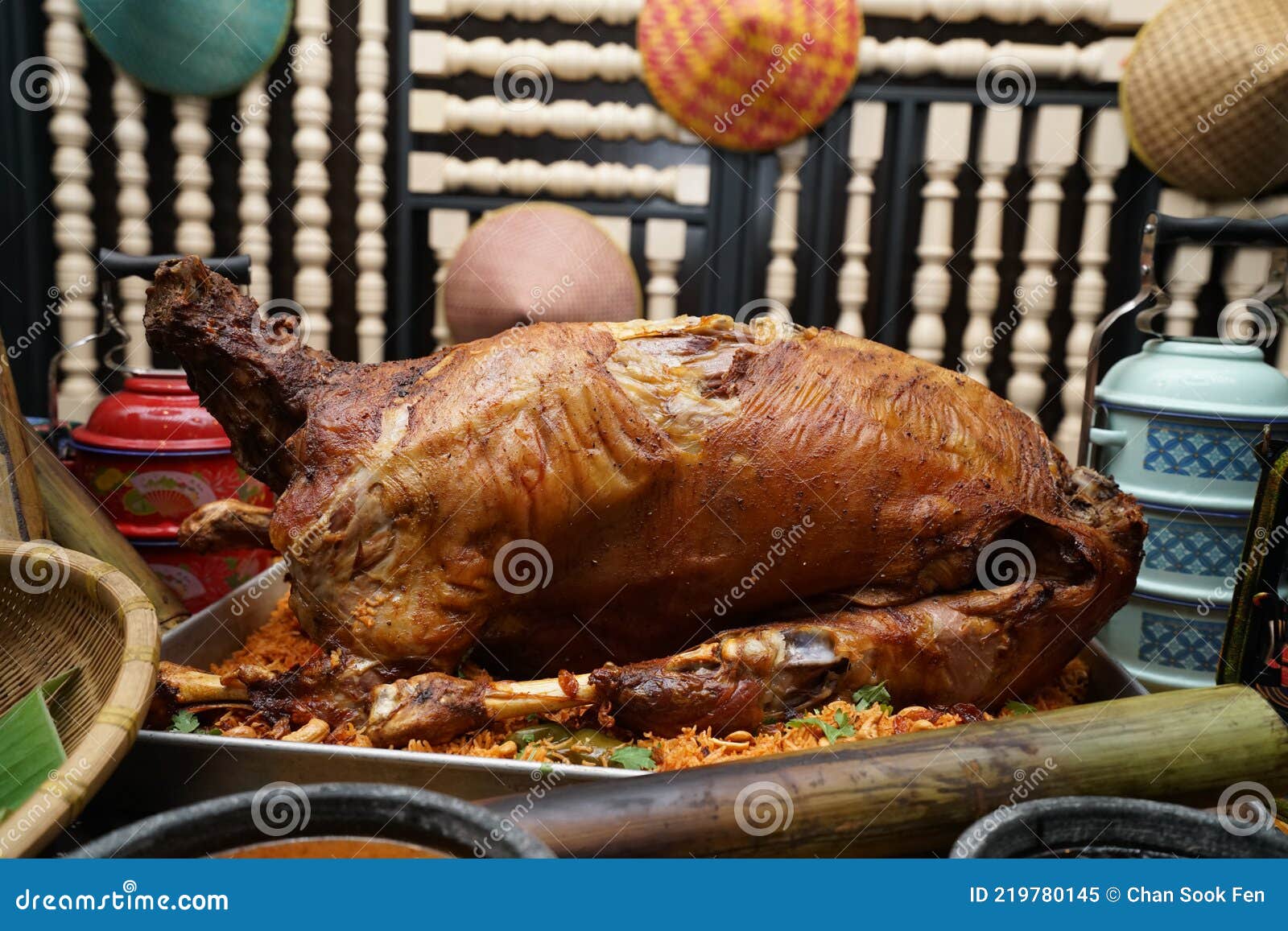 Malay Roasted Lamb with Briyani Rice Stock Image - Image of produce ...