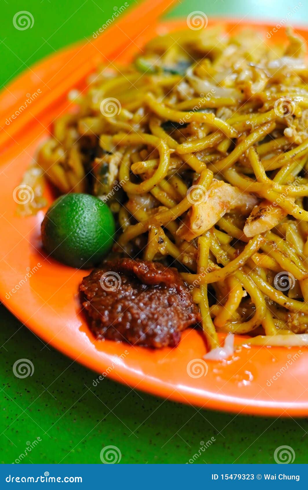 Malay style fried noodles stock image. Image of nutrition - 15479323