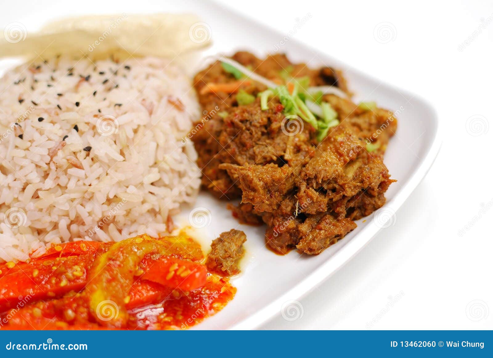 Malay Vegetarian Rendang Chicken or Mutton Rice Stock Photo - Image of ...