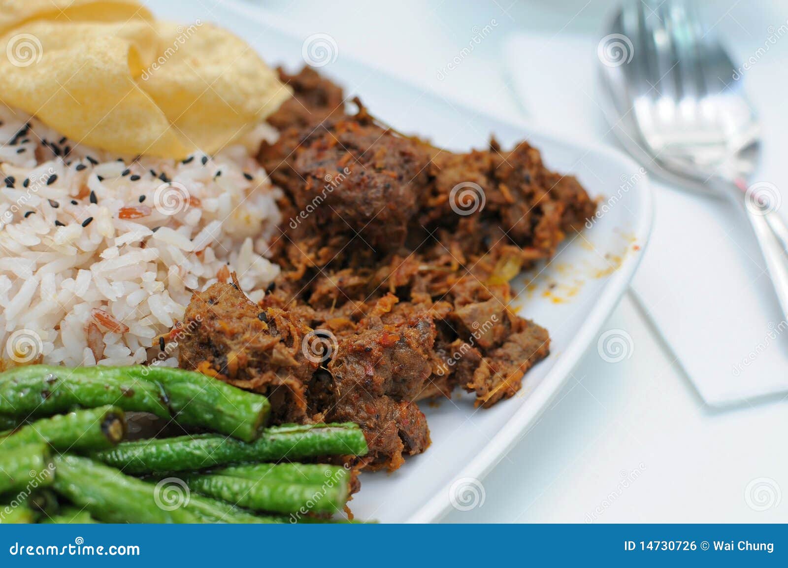 Malay Vegetarian Rendang Chicken or Mutton Rice Stock Photo - Image of ...
