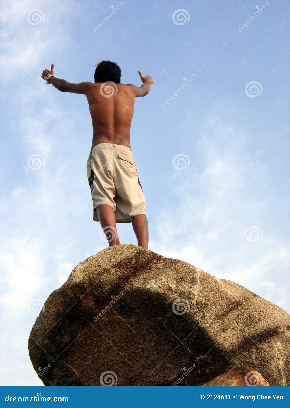 Malay Youth with Arms Up High Stock Image - Image of tanned, celebrate ...
