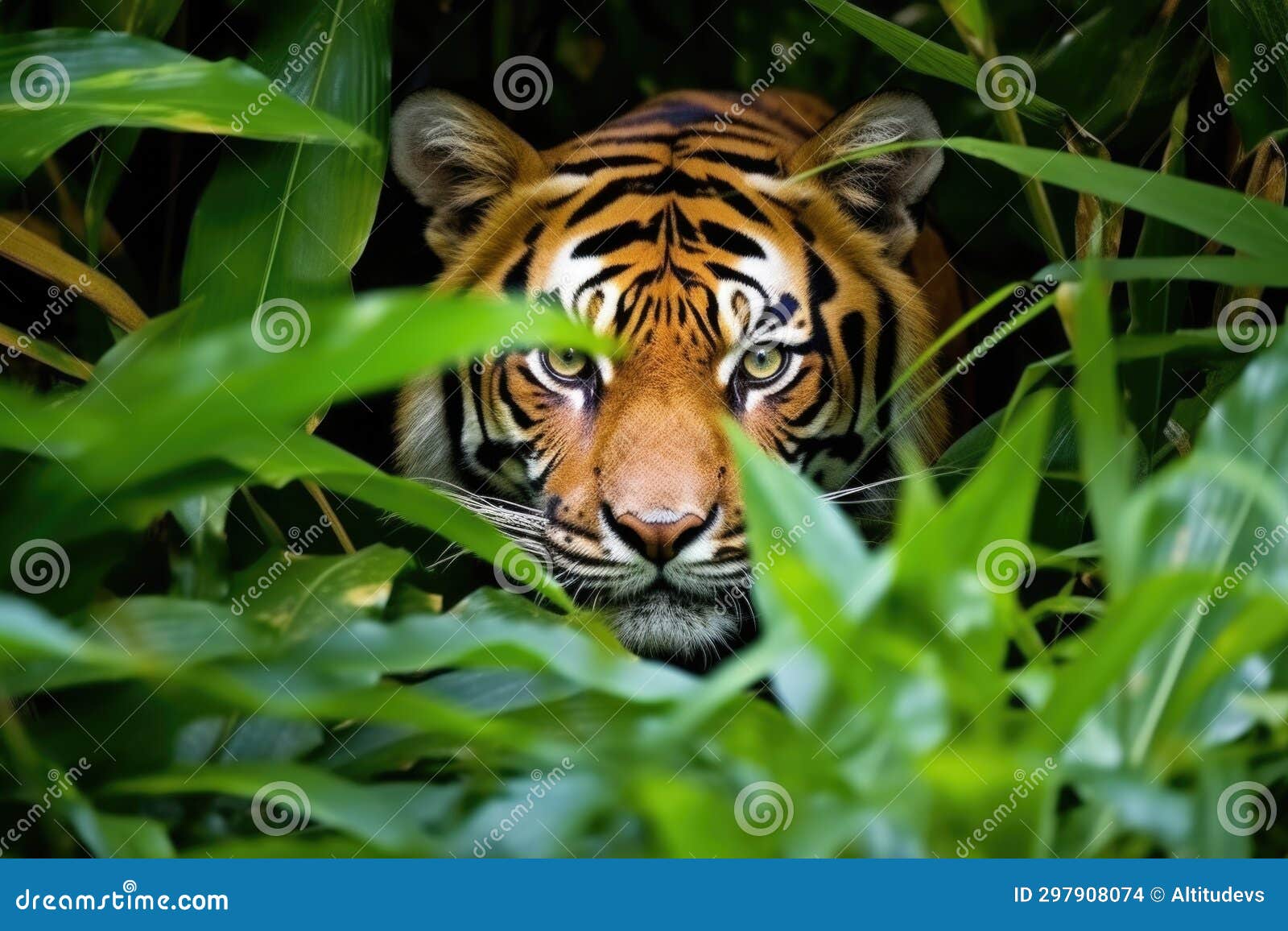 A Malayan Tiger Lurking in a Dense Southeast Asian Jungle Stock Photo ...