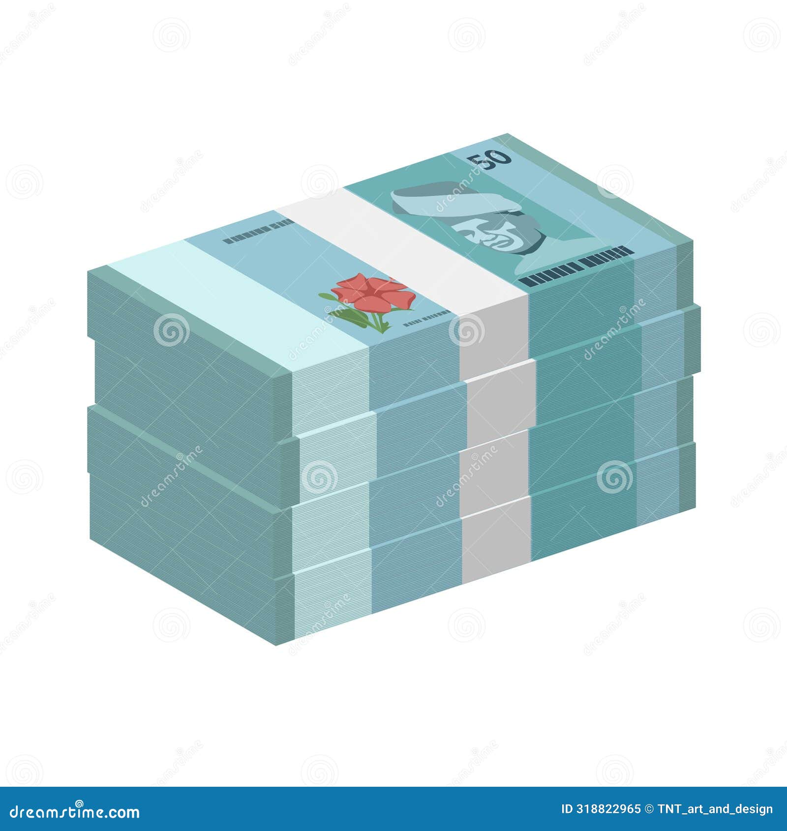 Malaysia Ringgit MYR Bundle Banknotes Paper Money Stack Cash RM50 Stock ...