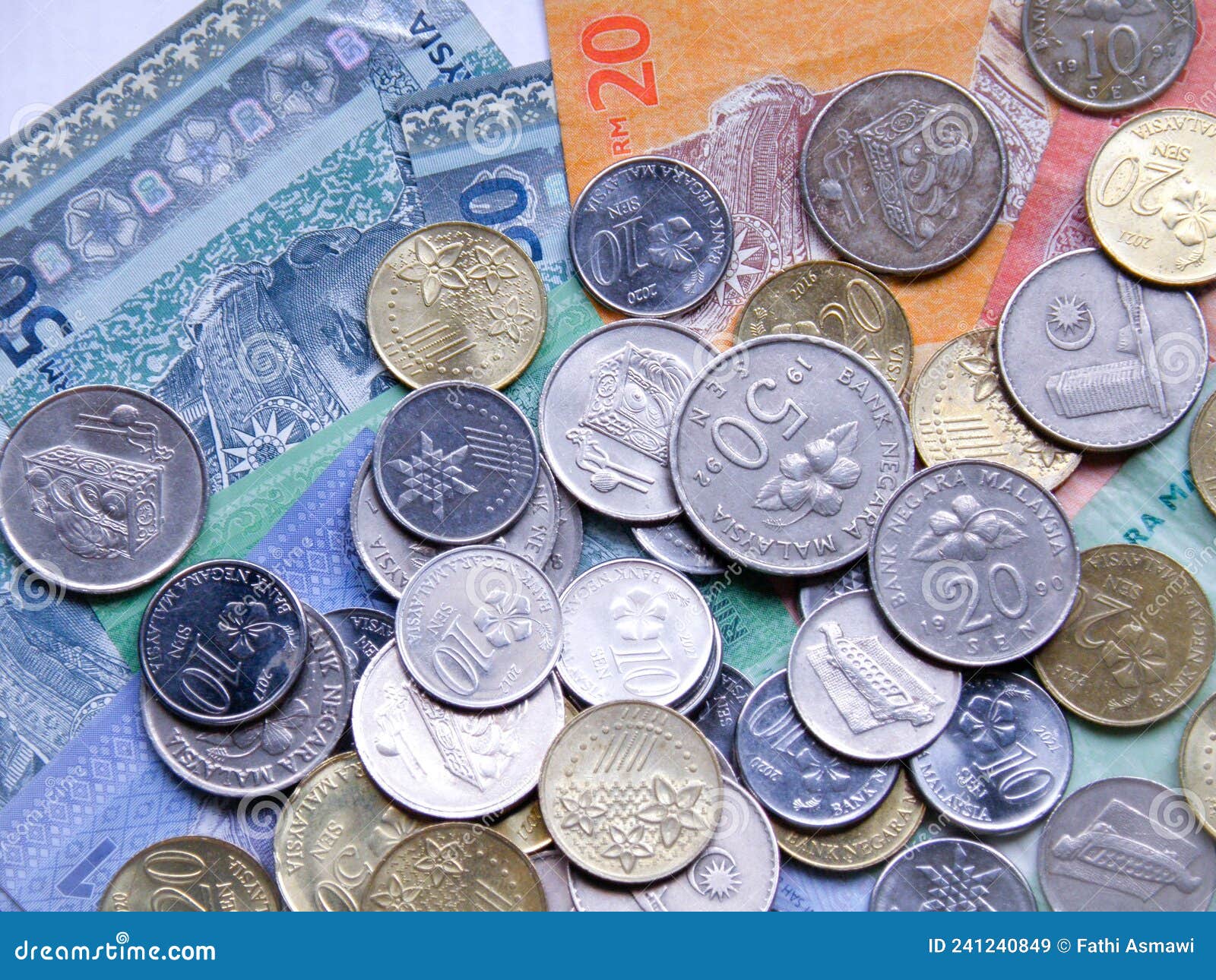 Malaysia Currency of Malaysian Ringgit Banknotes and Coins Background ...