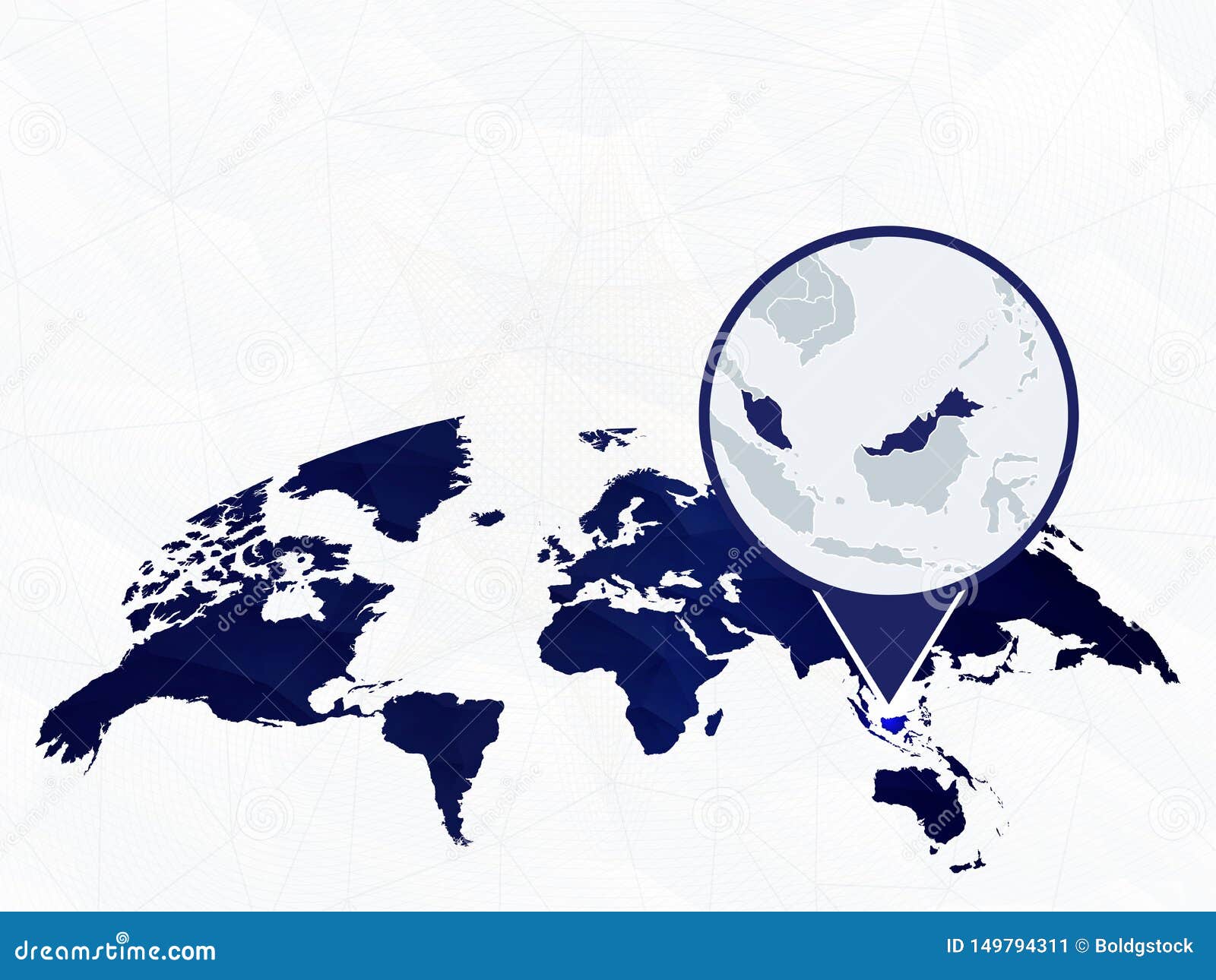 Malaysia Detailed Map Highlighted on Blue Rounded World Map Stock ... Malaysia Detailed Map Highlighted on Blue Rounded World Map Stock ...