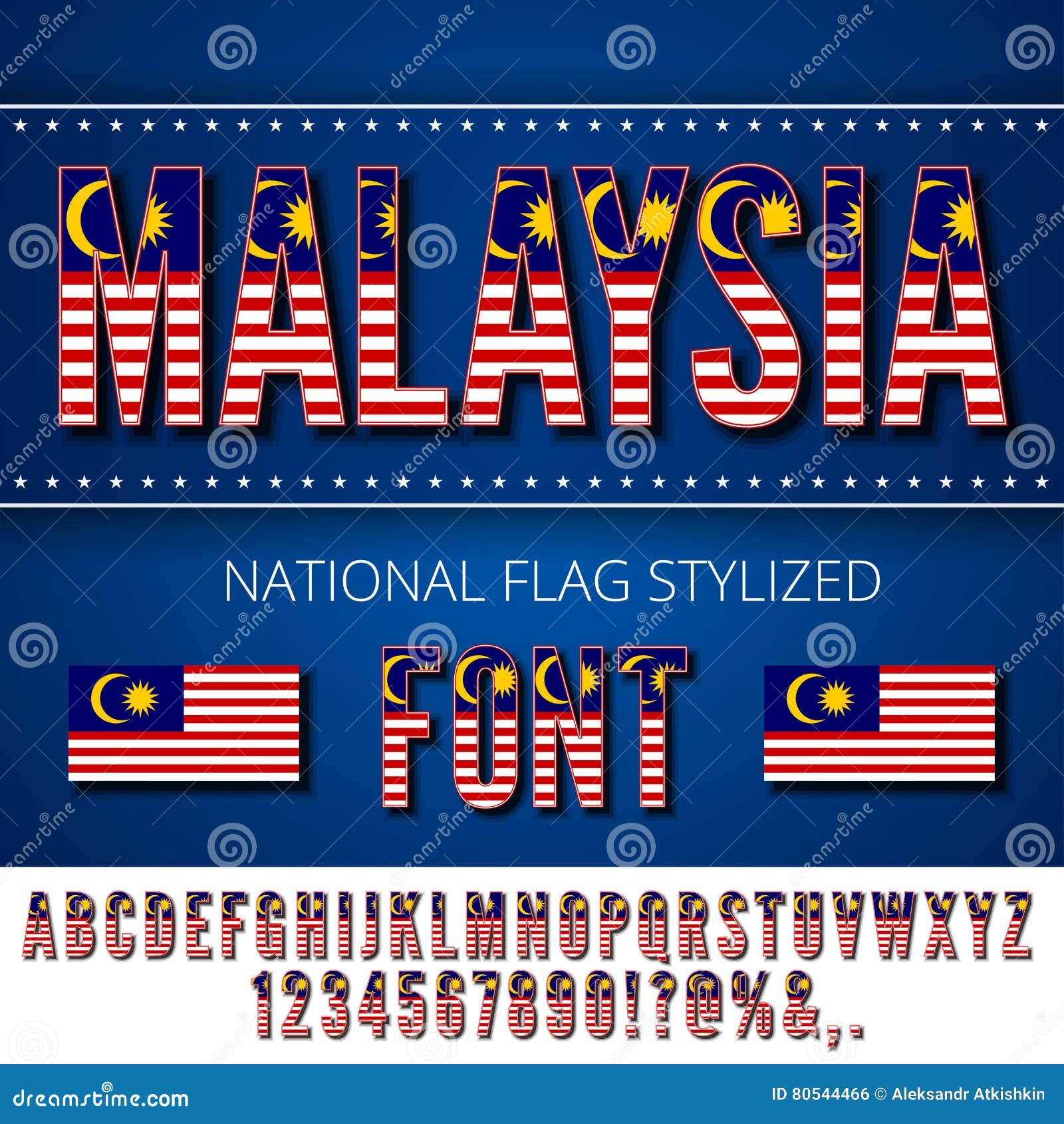 Malaysia Flag Font stock vector. Illustration of national - 80544466