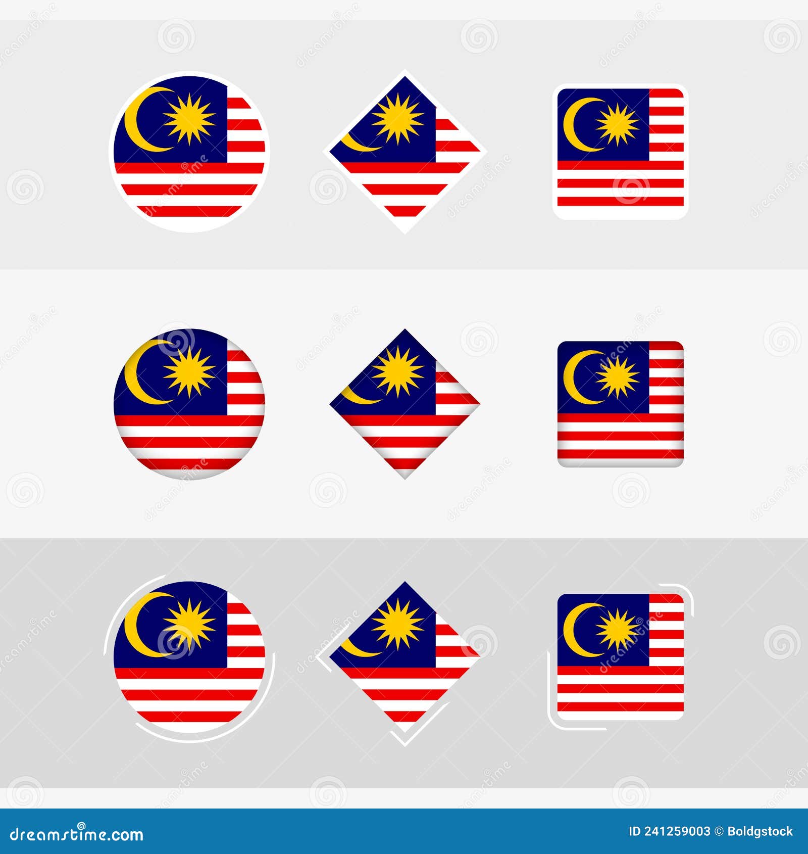 Malaysia Flag Icons Set, Vector Flag of Malaysia Stock Vector ...