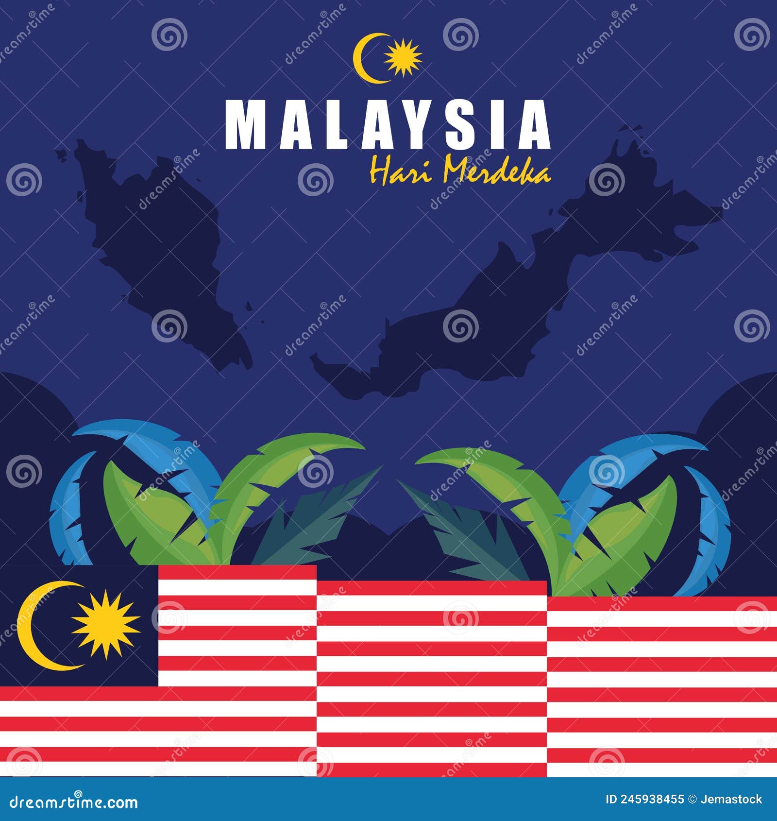 Malaysia hari merdeka card stock vector. Illustration of vector - 245938455