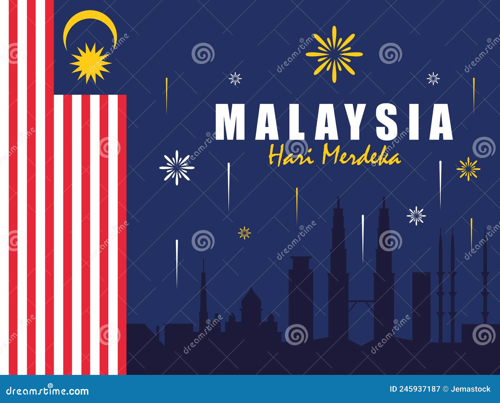 Malaysia Hari Merdeka Poster Vector Illustration | CartoonDealer.com ...