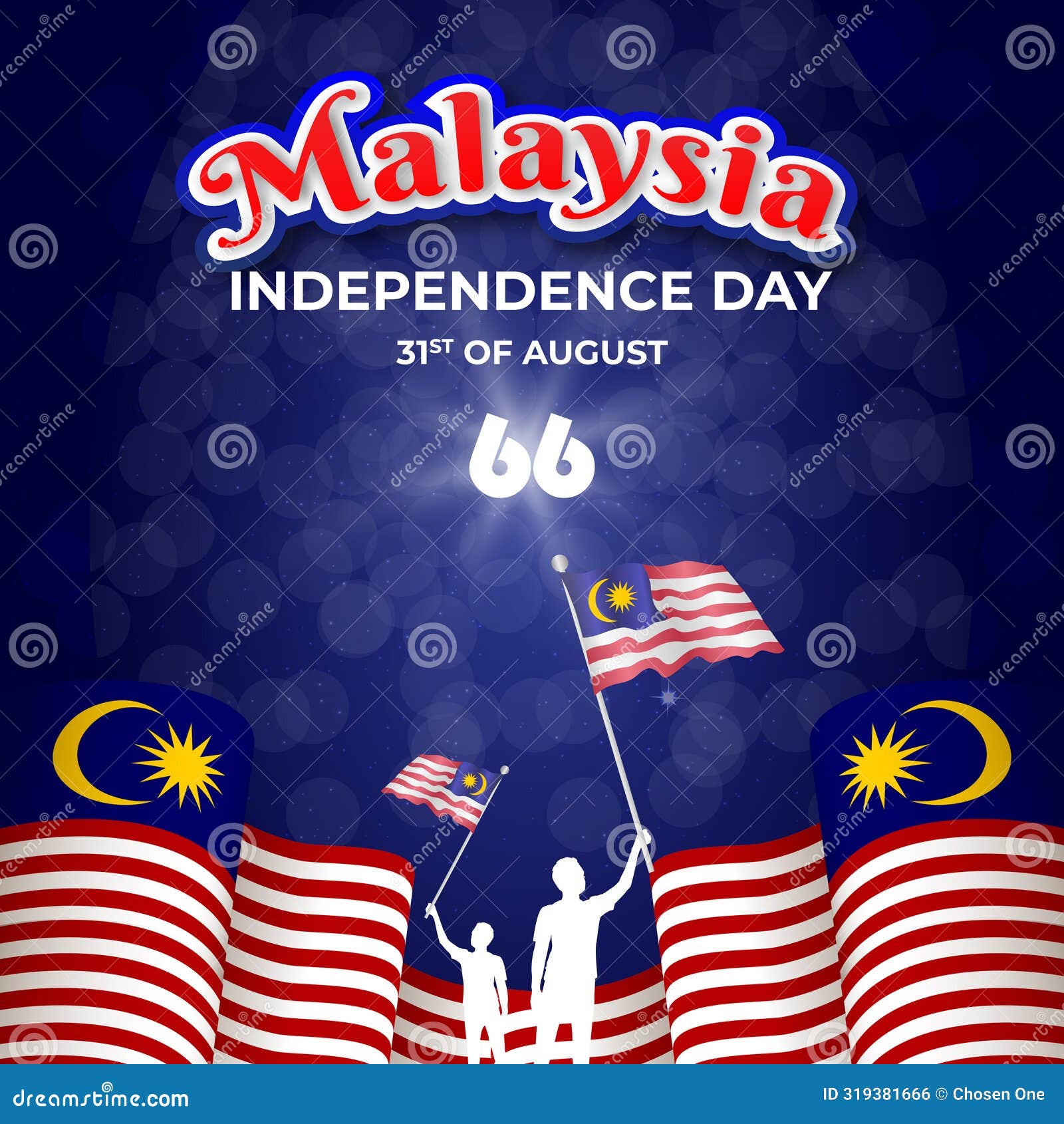 Malaysia Independence Day 66th of August Banner with Abstract Gradient ...