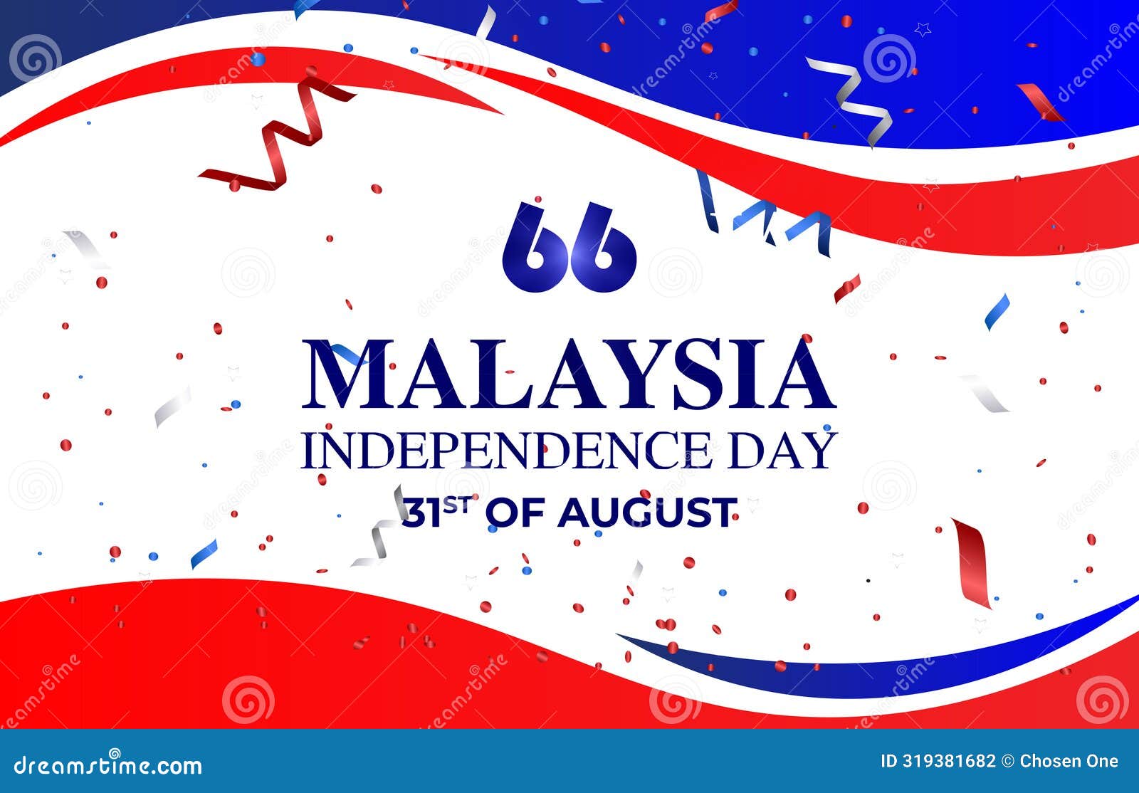 Malaysia Independence Day 66th of August Banner with Abstract Gradient ...