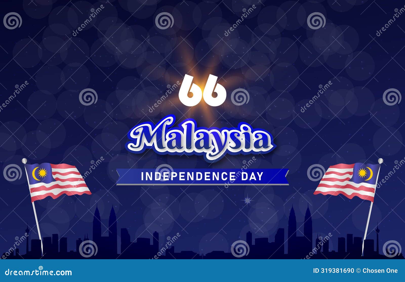 Malaysia Independence Day 66th of August Banner with Abstract Gradient ...