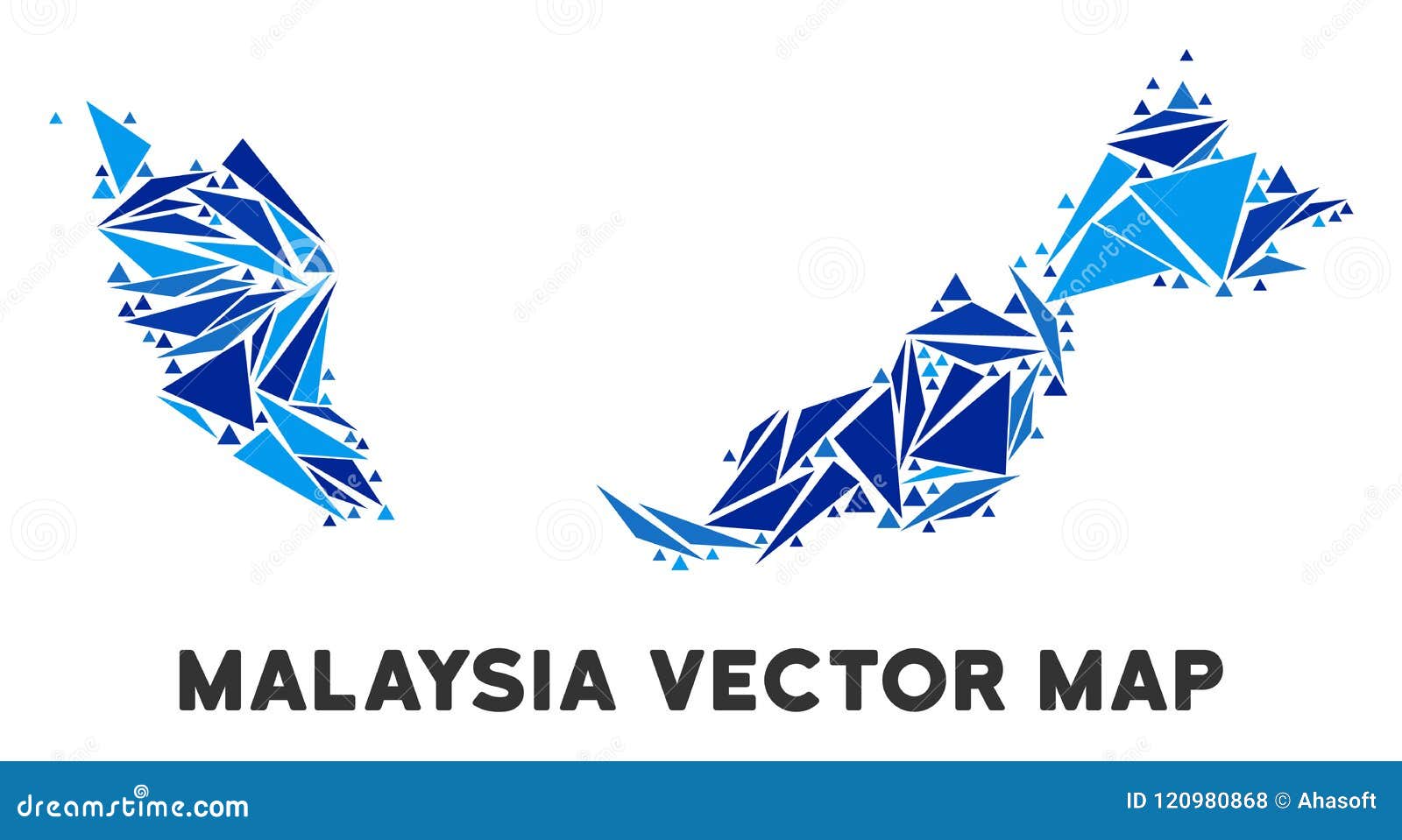 Blue Triangle Malaysia Map stock vector. Illustration of land - 120980868