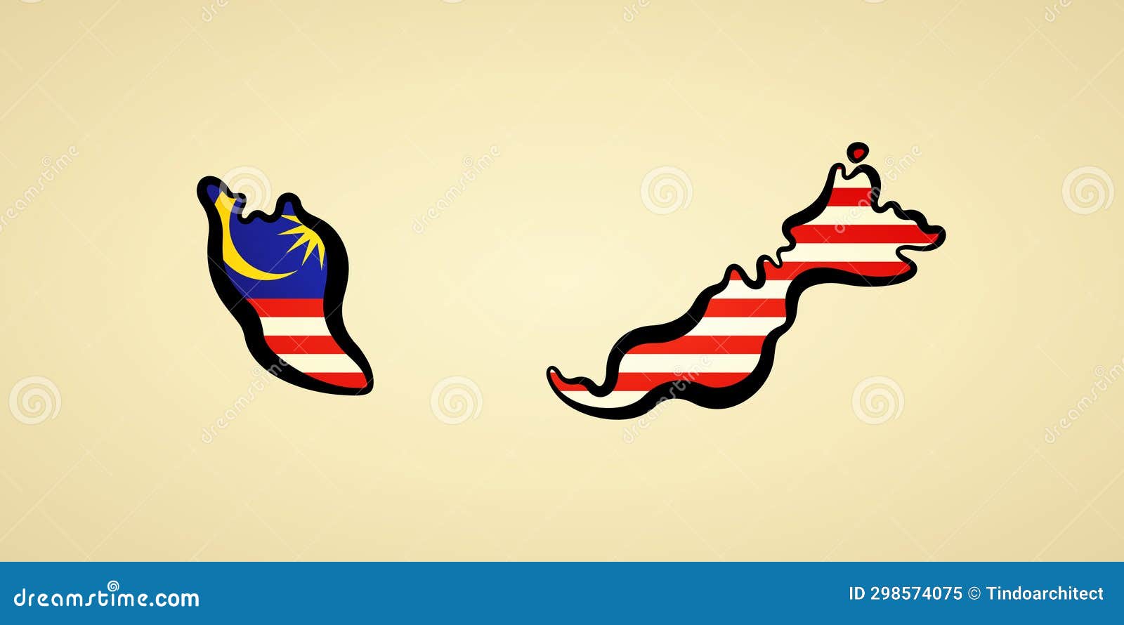 Malaysia - Map Colored with Flag Stock Vector - Illustration of ...