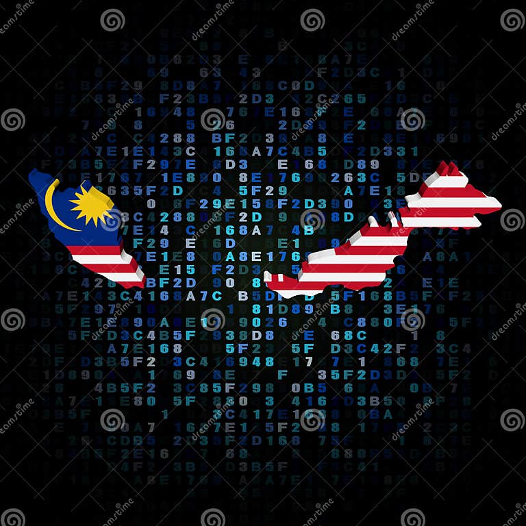 Malaysia Map Flag on Hex Code Illustration Stock Illustration ...
